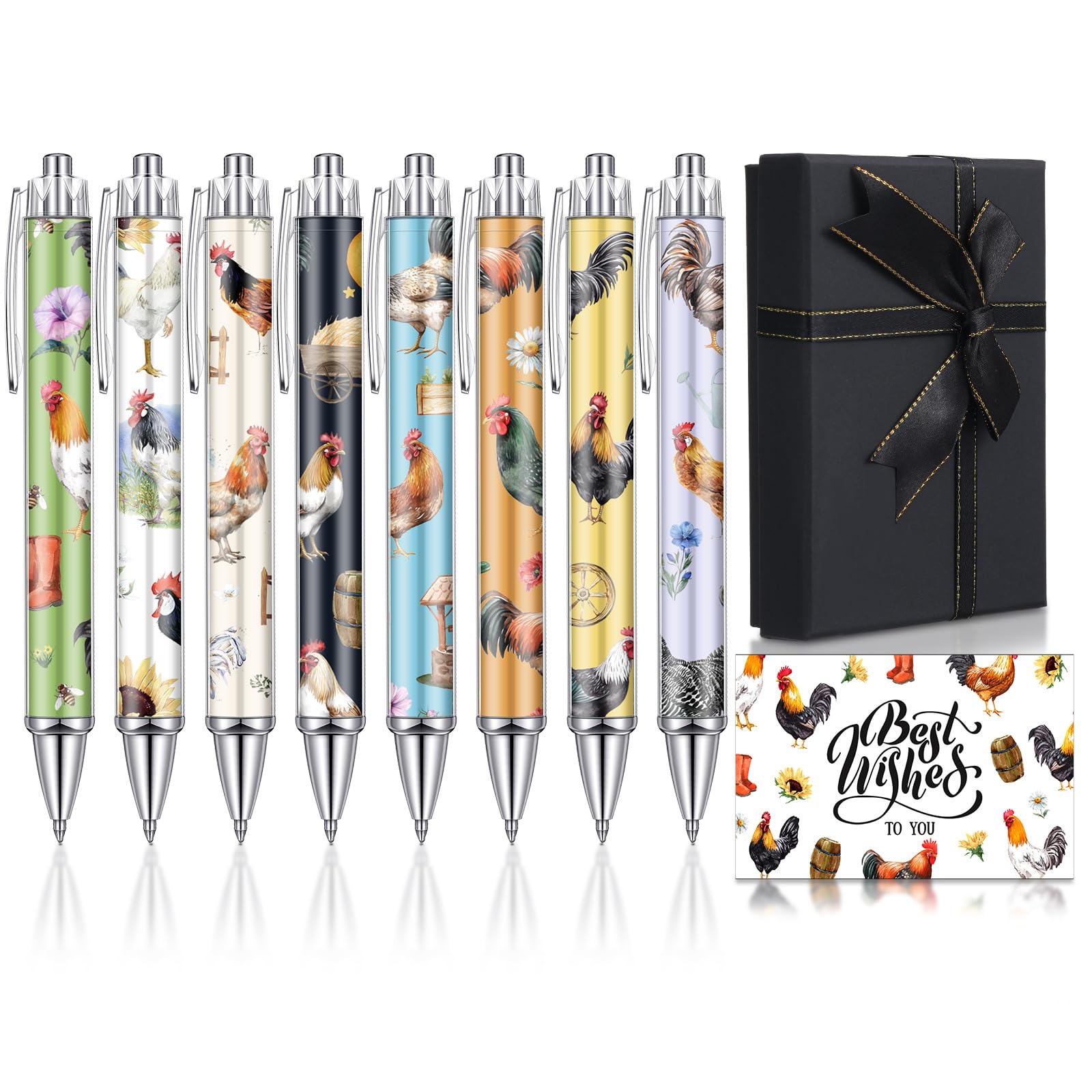 Amazon.com : Sayglossy 8 Pcs Rooster Ballpoint Pens Retractable Black ...