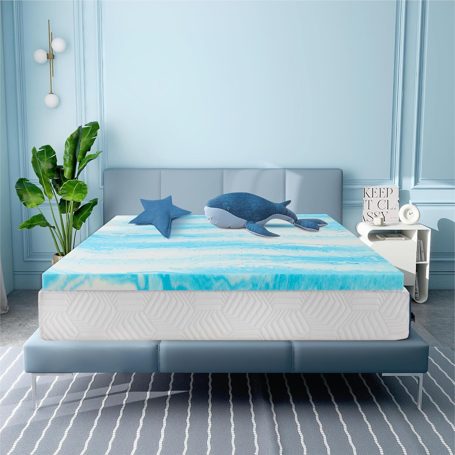 Amazon.com: MUUEGM Full 3 Inch Cooling Gel Memory Foam Mattress Topper ...