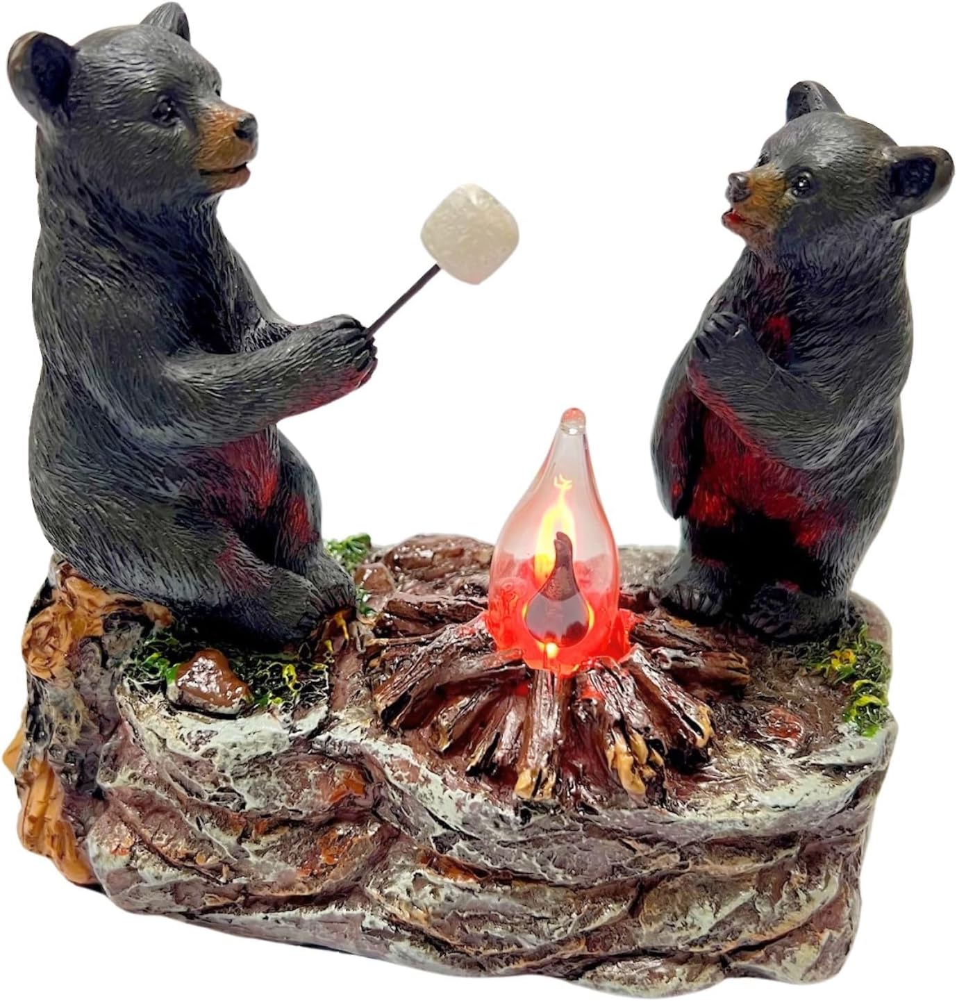 PLESIU Black Bears Around a Campfire Table Top Night Light Lamp, 5 1/2 ...