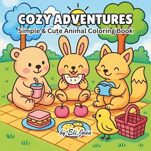 Amazon.com: Cozy Adventures Cute Animal Coloring Book for Adults ...