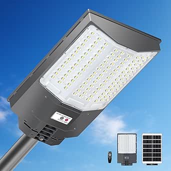 8500W Solar Street Lights Outdoor, 550000LM 7000K Solar Parking Lot Lights Dusk to Dawn 35000mAh ...