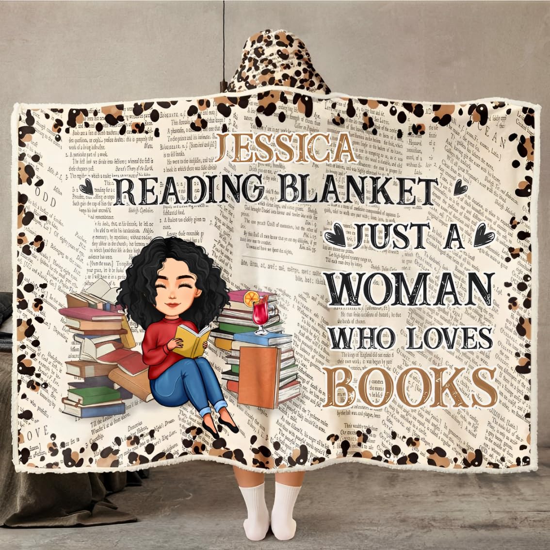 Amazon.com: My Reading Blanket Personalized Wearable Hooded Blanket ...