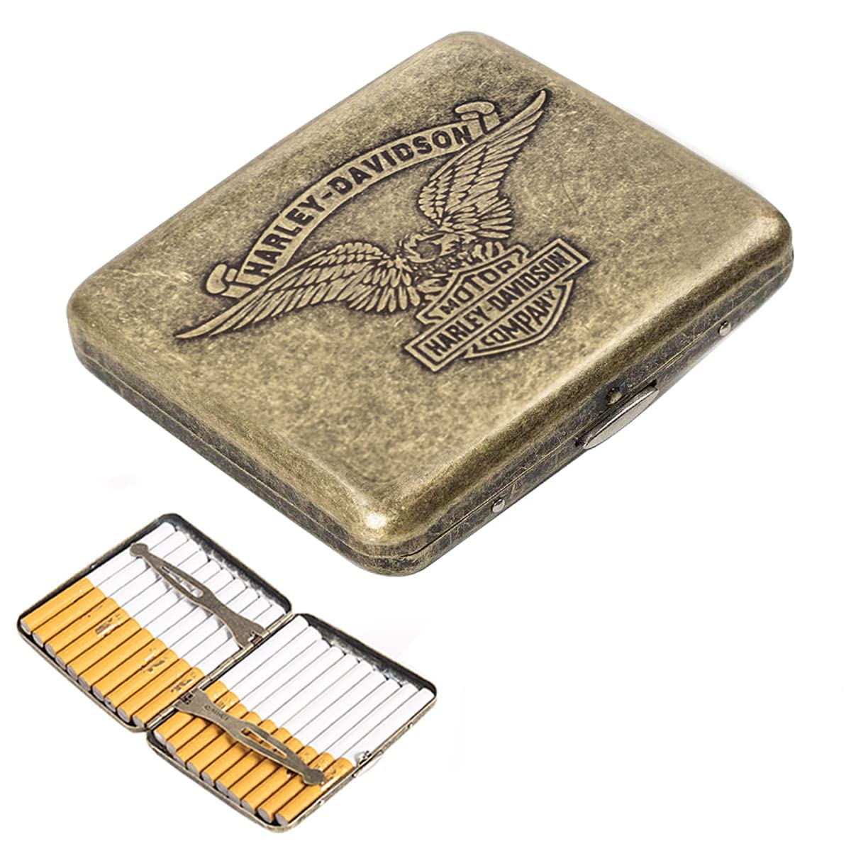 GUSTAVE® Vintage Metal Cigarette Case, Bronze Cigarette Box for 20pcs ...
