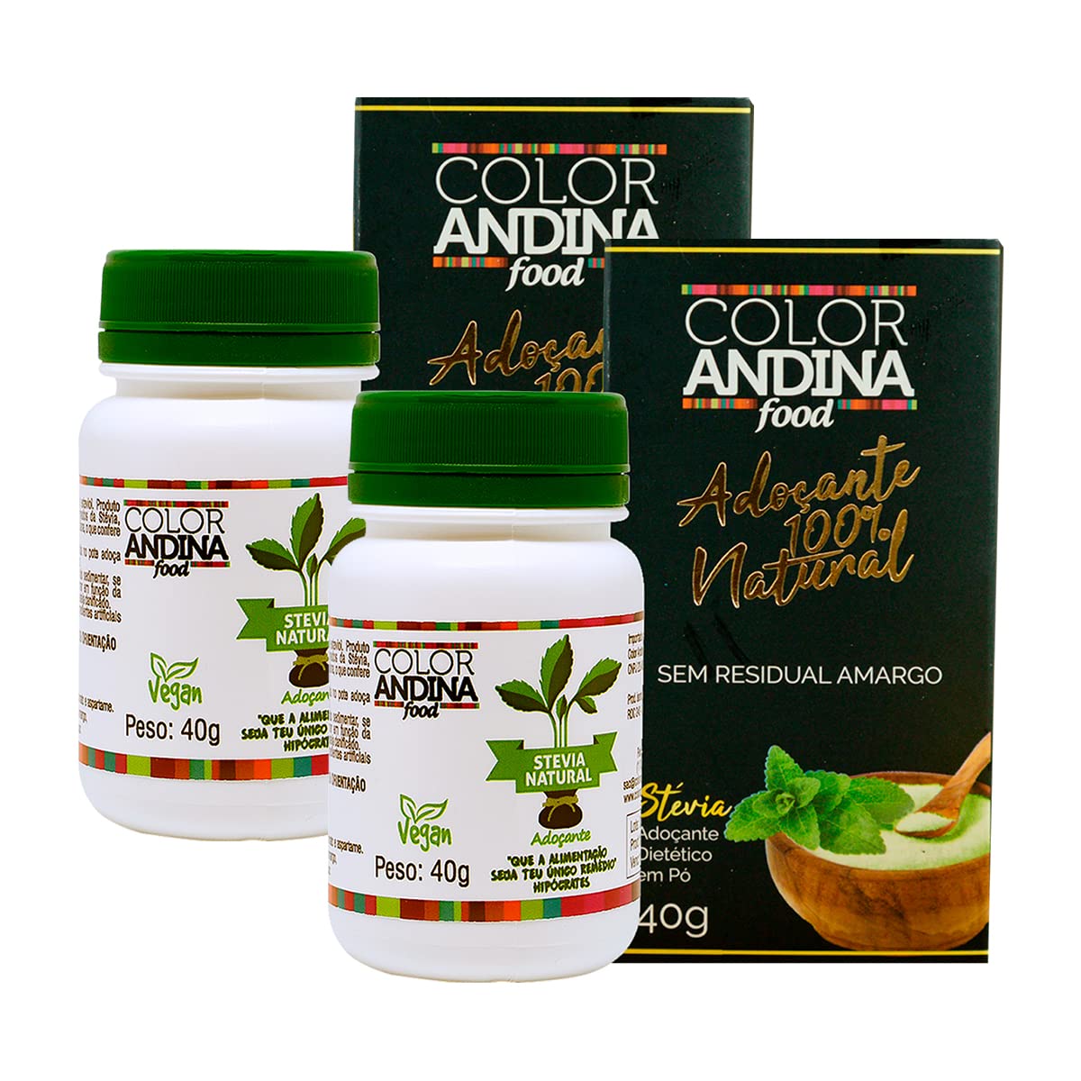 Adoçante Stévia Color Andina 40g-2 potes | Amazon.com.br