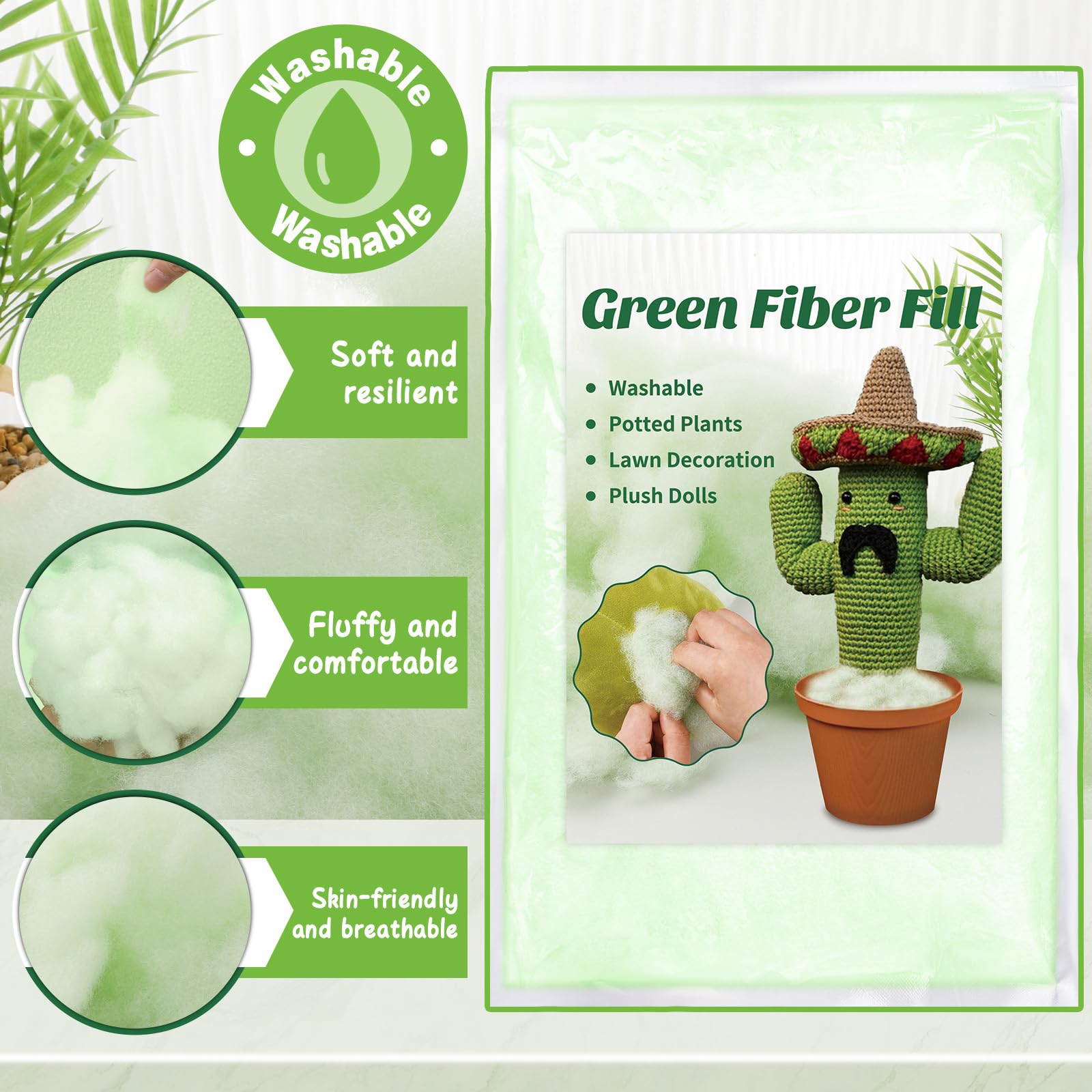 Snapklik.com : Stuffing For Stuffed Animals, Green Stuffing For Crafts ...