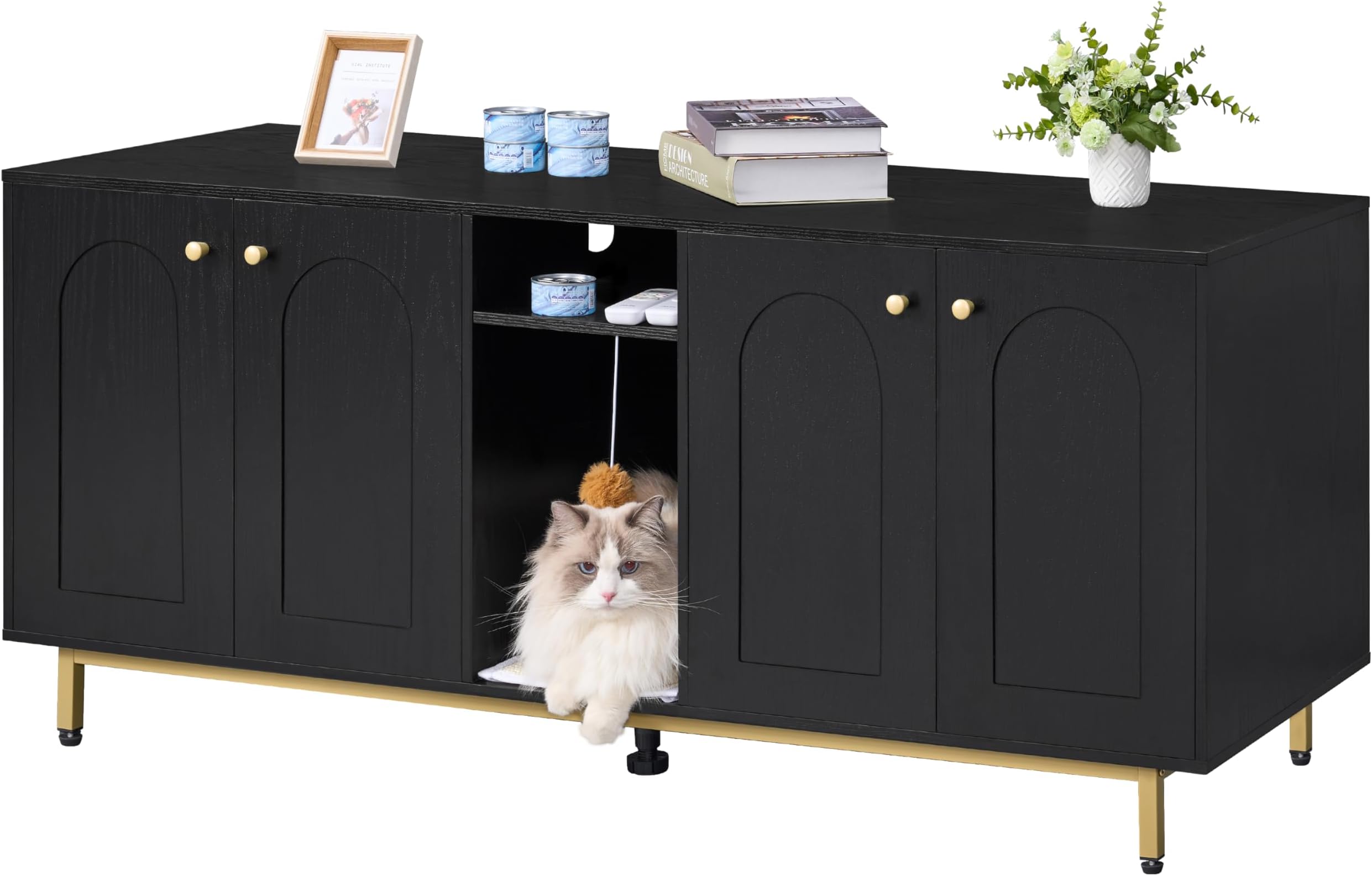 Amazon.com: Hzuaneri Cat Litter Box Enclosure, Hidden Litter Box ...