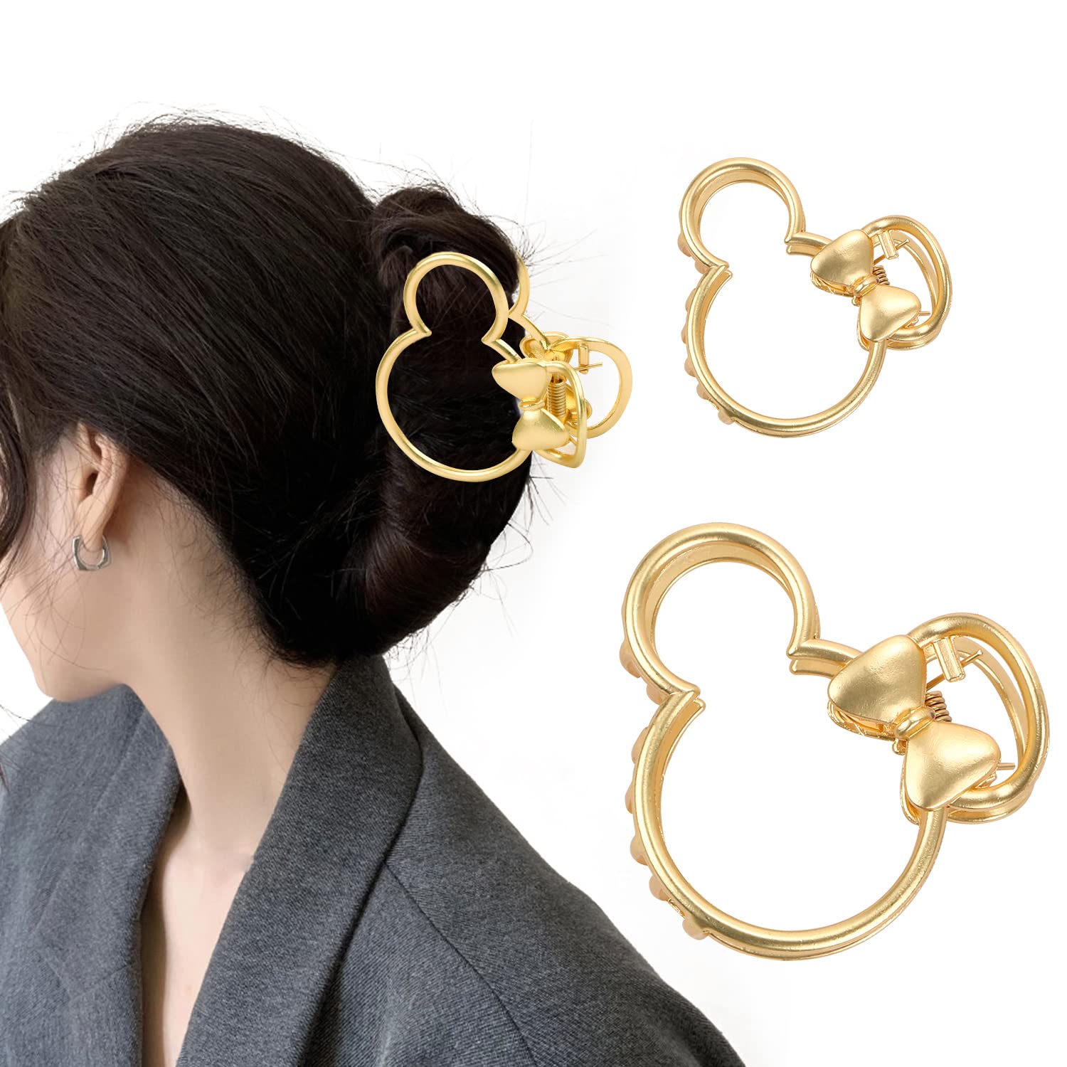 Amazon.com : BENOSPACE 2Pcs Metal Hair Claw Clips Mouse Lady Large Gold ...