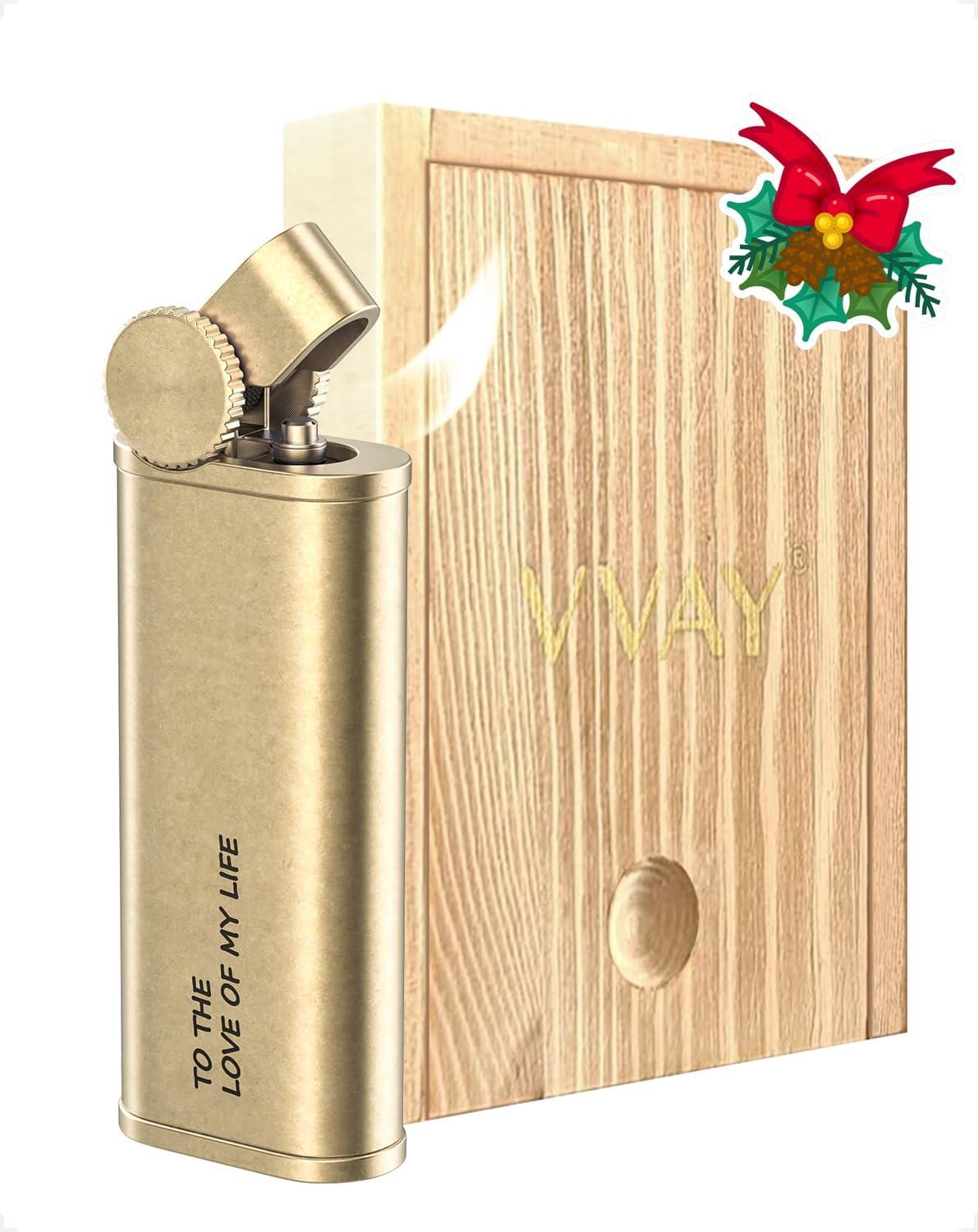 Gifts for Him, VVAY Pipe Lighter, Solid Brass Butane Gas Refillable Soft Flame Lighter, Mens ...