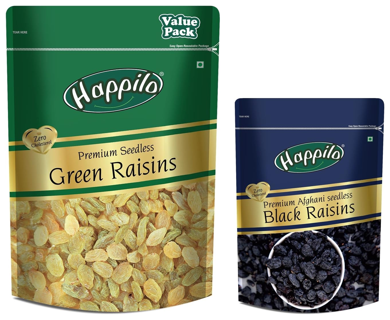 Happilo Premium Seedless Green Fresh Raisins 500gm Value Pack ...