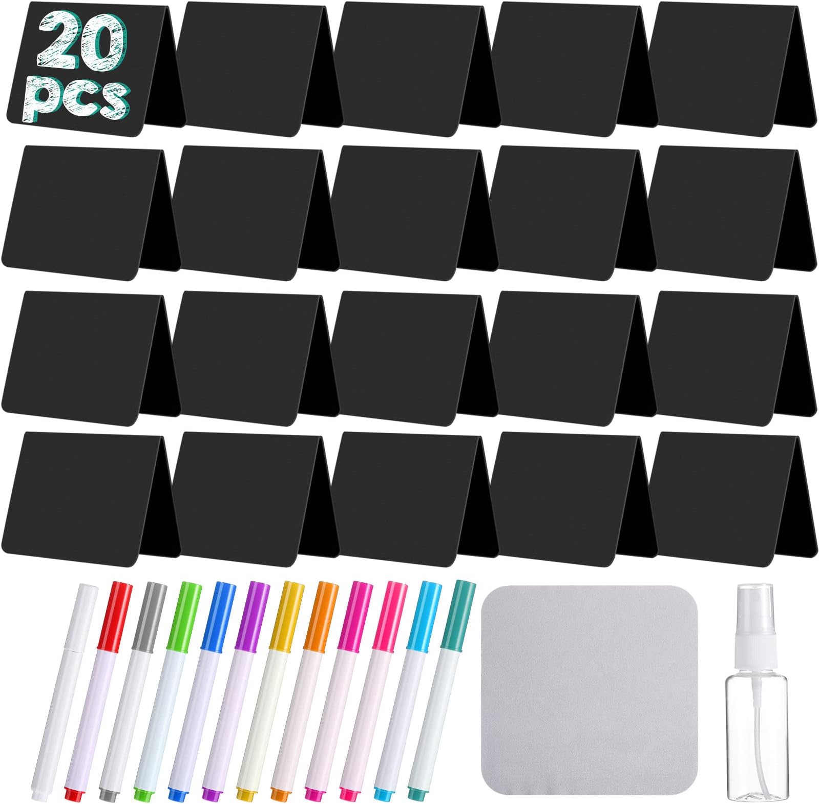 Amazon.com : 34 Pack Mini Chalkboard Signs Set Include 20 Pieces Table ...