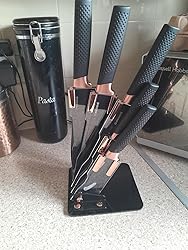 Kitchen Knife Block Set Copper 5 Piece Set with Knives Clear Acrylic ...