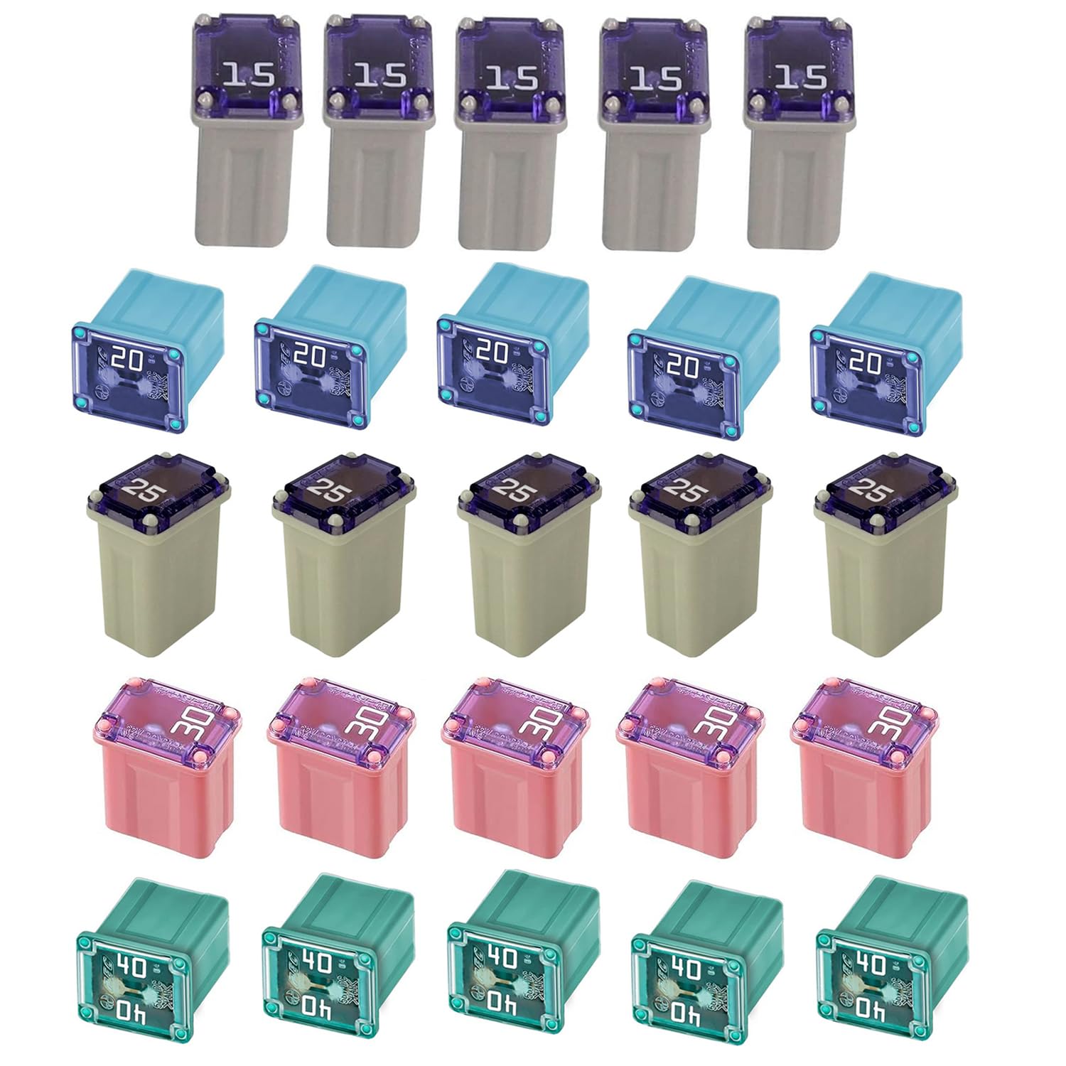 Amazon.com: 25 Pack Micro Cartridge Fuses,15 20 25 30 40 Amp Micro Fuse ...