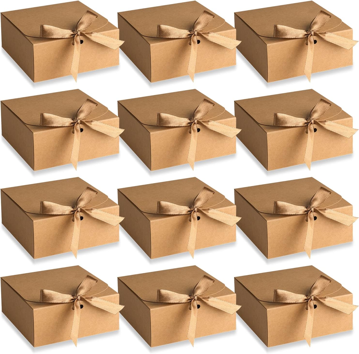 Amazon.com: BELLE VOUS 50 Pack Gift Boxes - Brown Kraft Paper Square ...