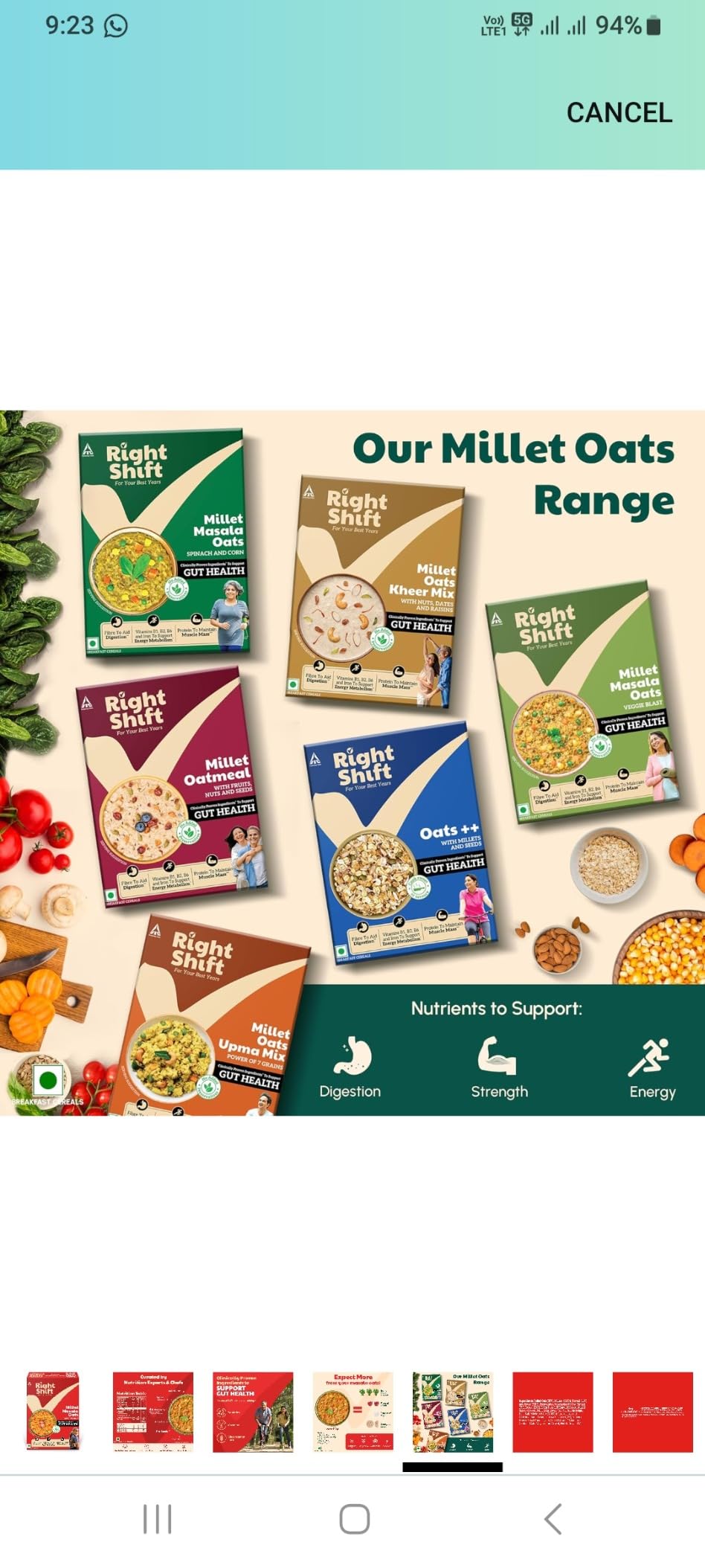 Right Shift Millet Oats Upma Mix, 240g| Protein, Fibre & 8 Vital ...