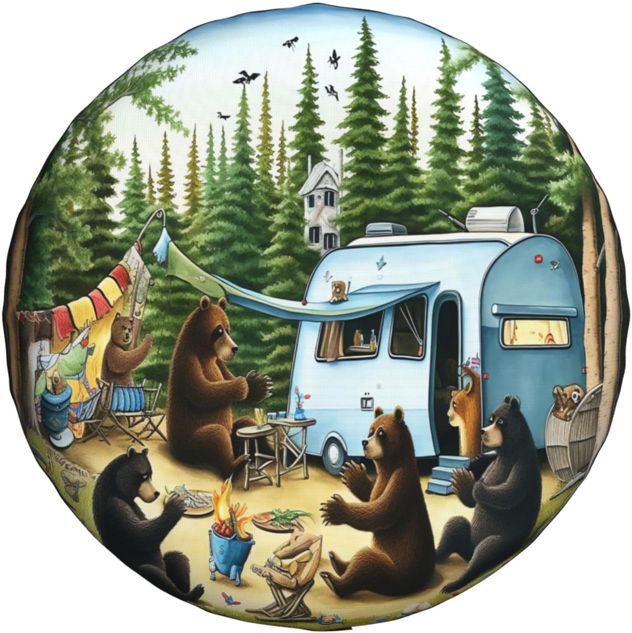 Amazon.com: Happy Camper Bear Spare Tire Covers for Trailer Camper Rv ...