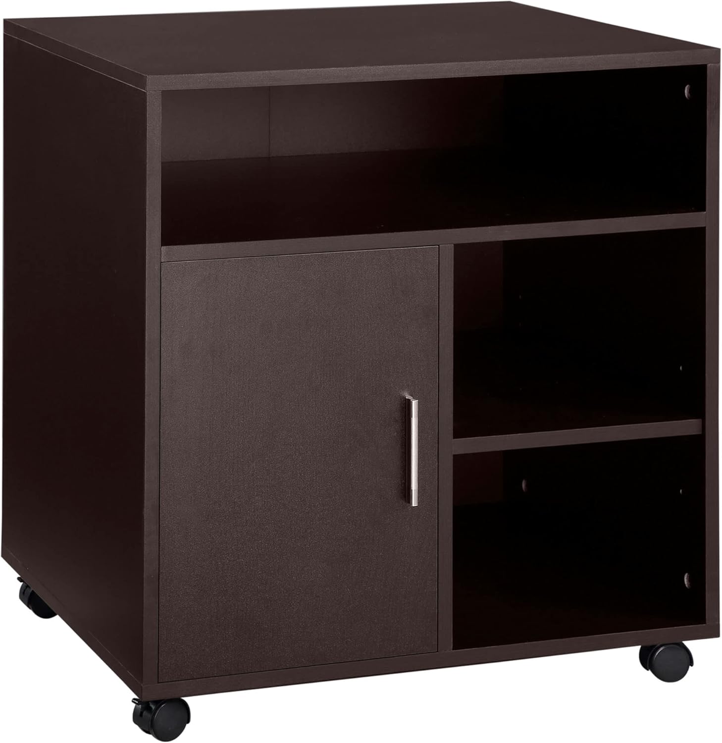 HOMCOM Mobile Printer Stand, Printer Cart with Storage Cupboard, 3 Open ...