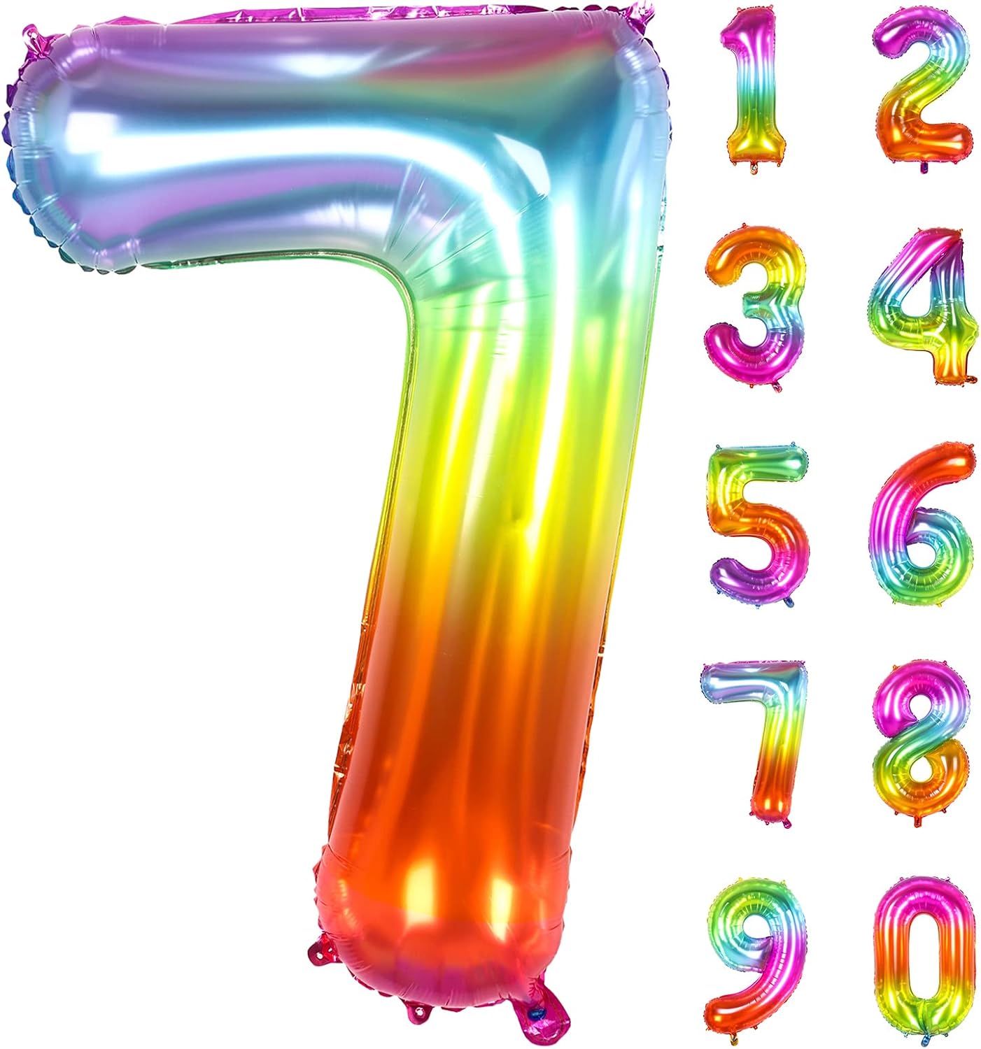 Amazon.com: Number Balloon | Number 7 Balloon for 7th Rainbow Birthday ...