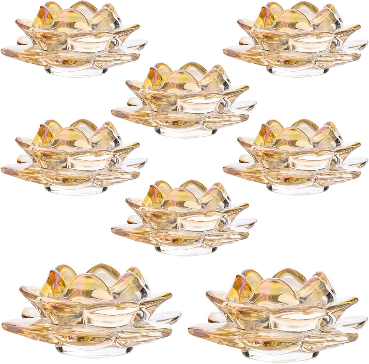 Amazon.com: GOLDEAL Lotus Tealight Candle Holders,Set of 8,Gold Glass ...