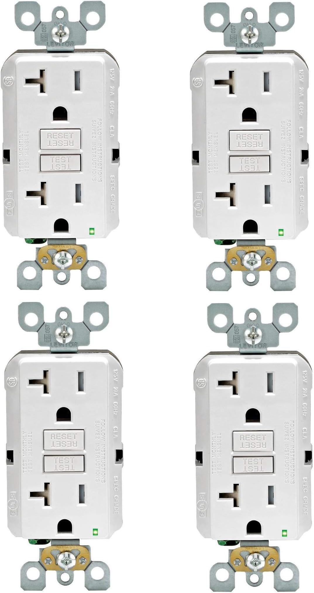 Leviton GFTR1-4W SmarTest Self-Test SmartlockPro Slim GFCI Tamper ...