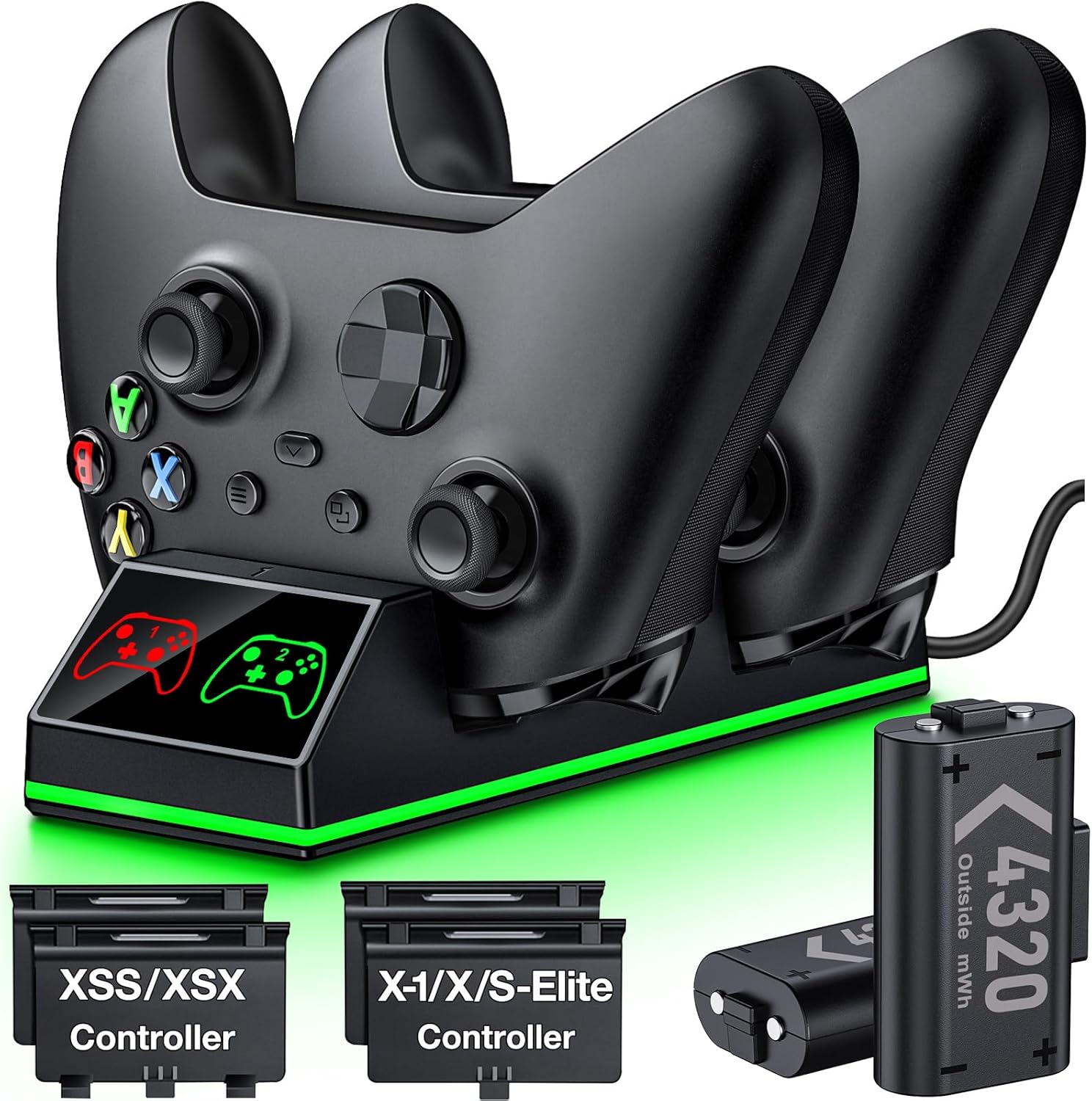 Amazon.com: DXKK Battery Charger Sets for Xbox One/Elite, Dual Charger ...