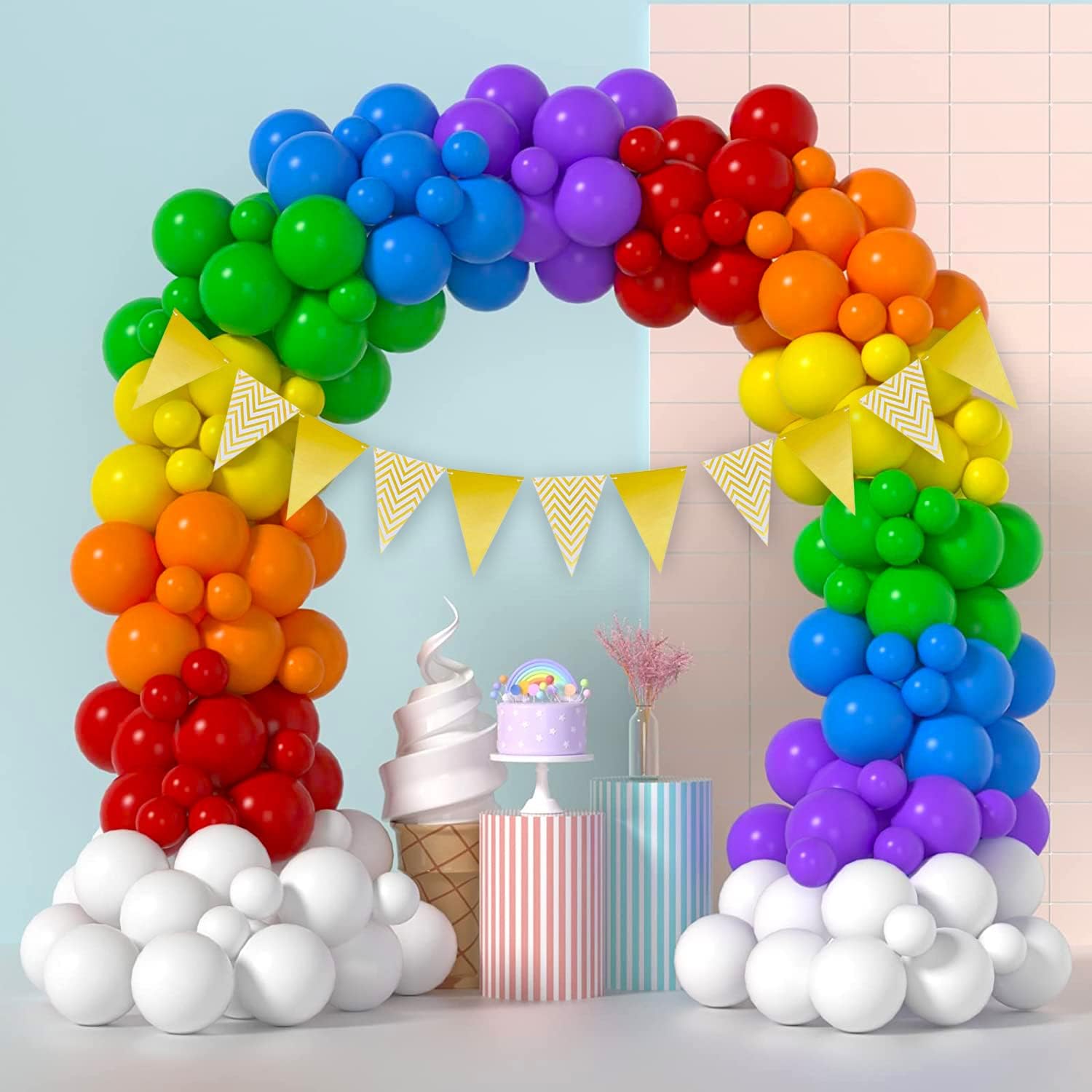 Party Propz Cardstock Rainbow Theme Birthday Balloons-Pack Of 73 ...