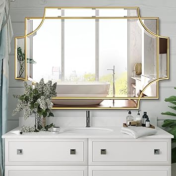 Amazon.com: Jesantab Gold Mirror for Wall, 32"x48" Large Decorative ...