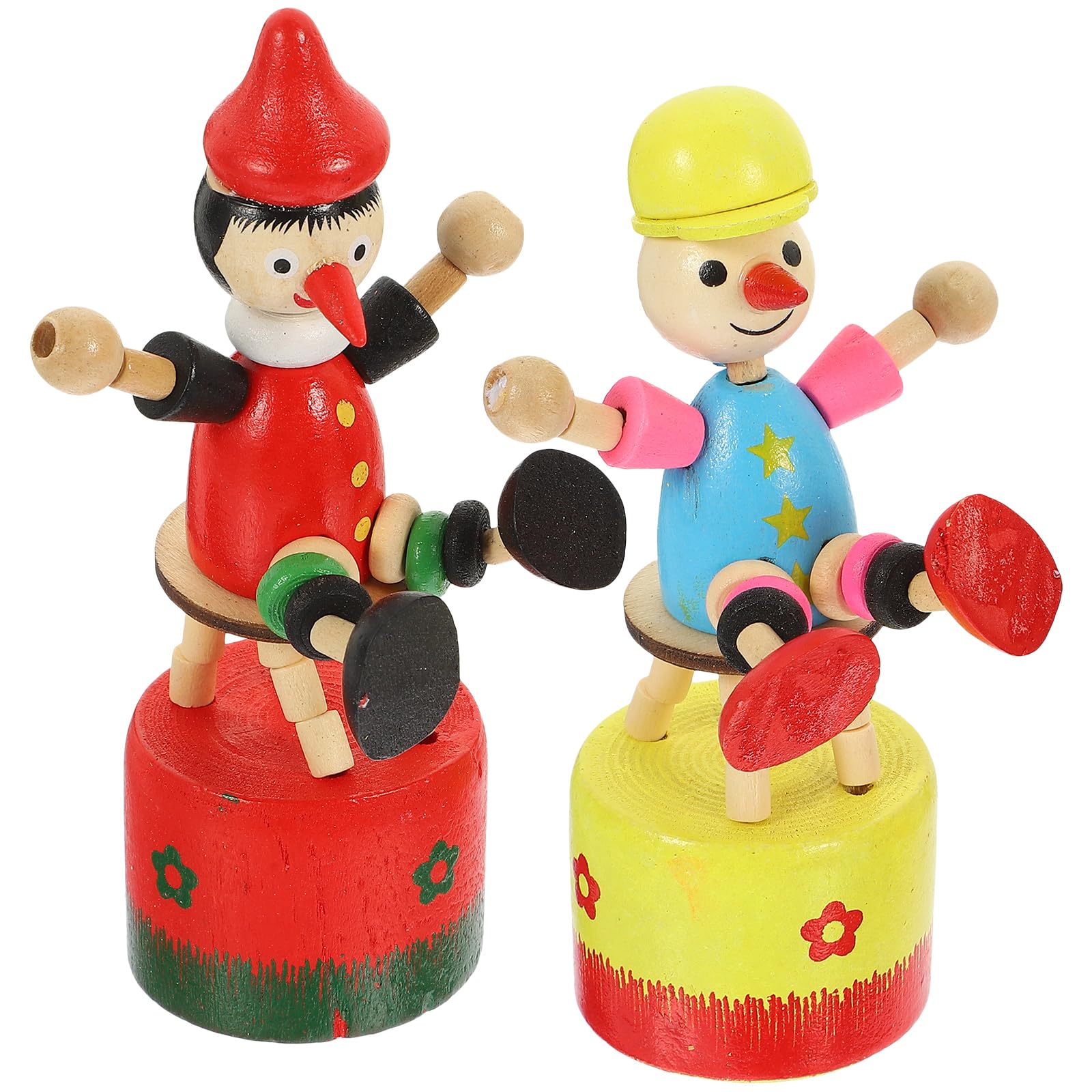 Amazon.com: 2PCS Finger Puppets Push Puppets Clown Shaped Wooden Push ...