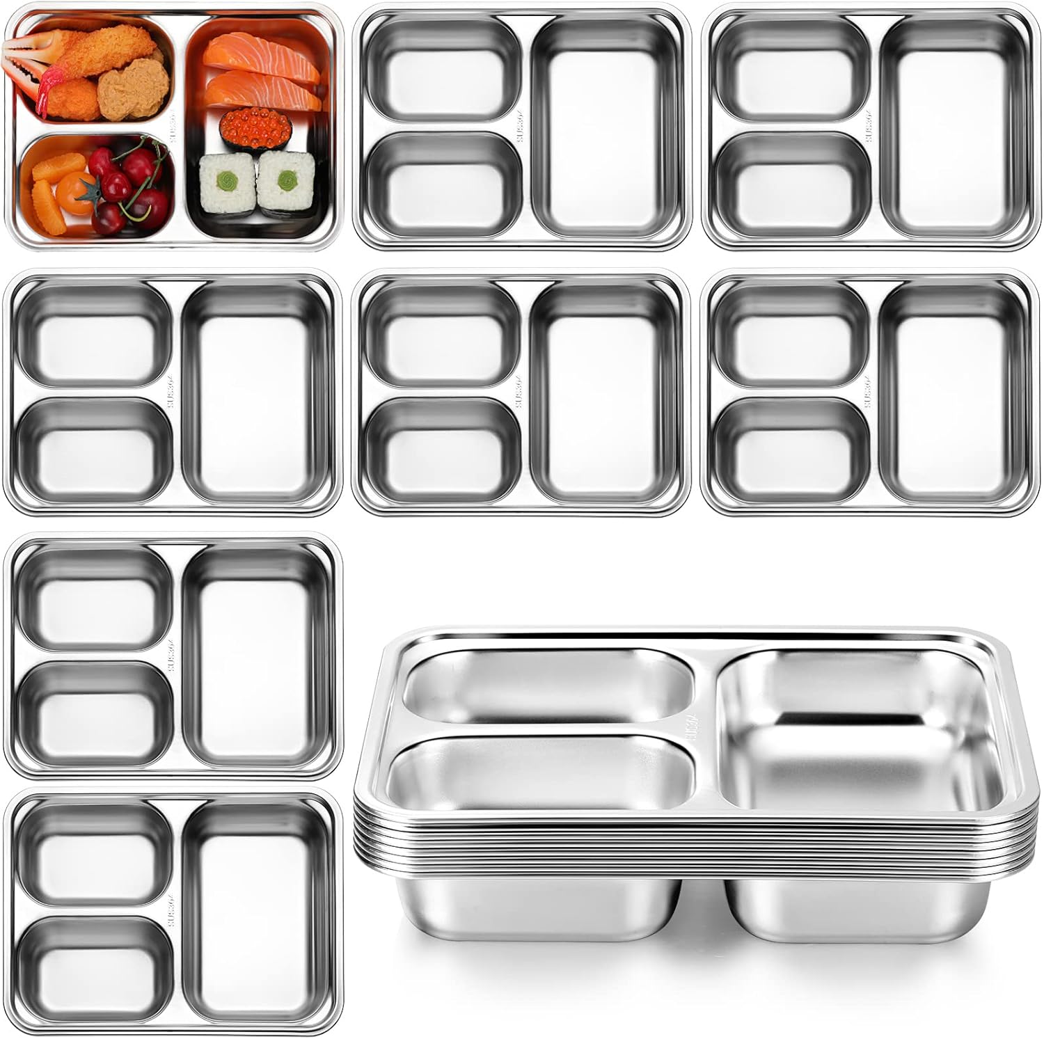 Amazon.com | Zopeal 8 Pack 304 Stainless Steel Divided Plates Tray ...