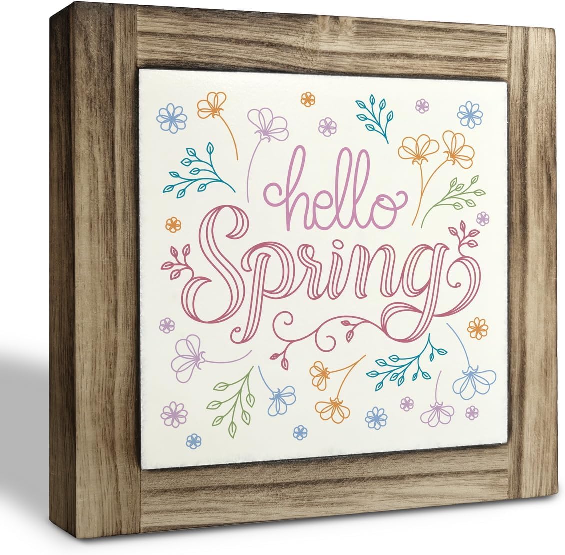 Amazon.com: Spring Wood Sign, Hello Spring Sign, Box Wood Plaques Desk ...