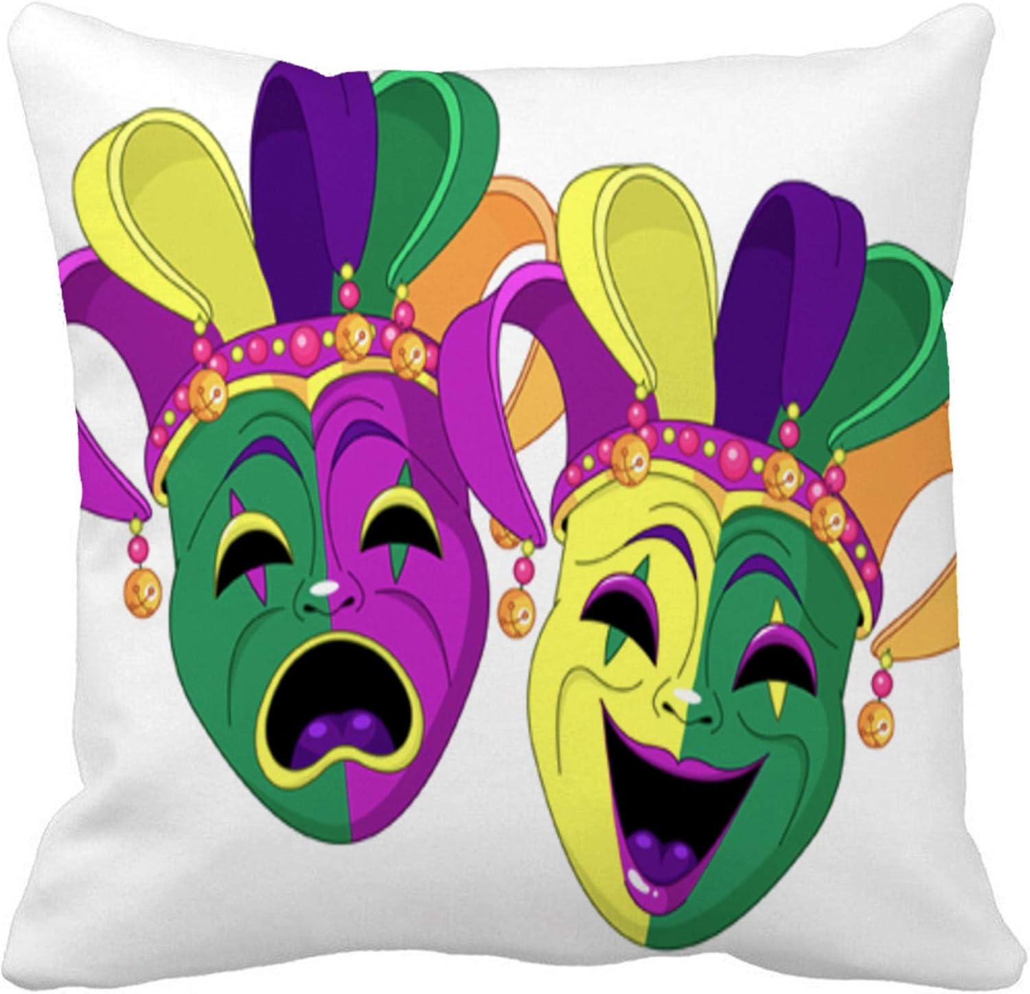 Amazon.com: Awowee Throw Pillow Cover Purple Carnival Mardi Gras Comedy ...
