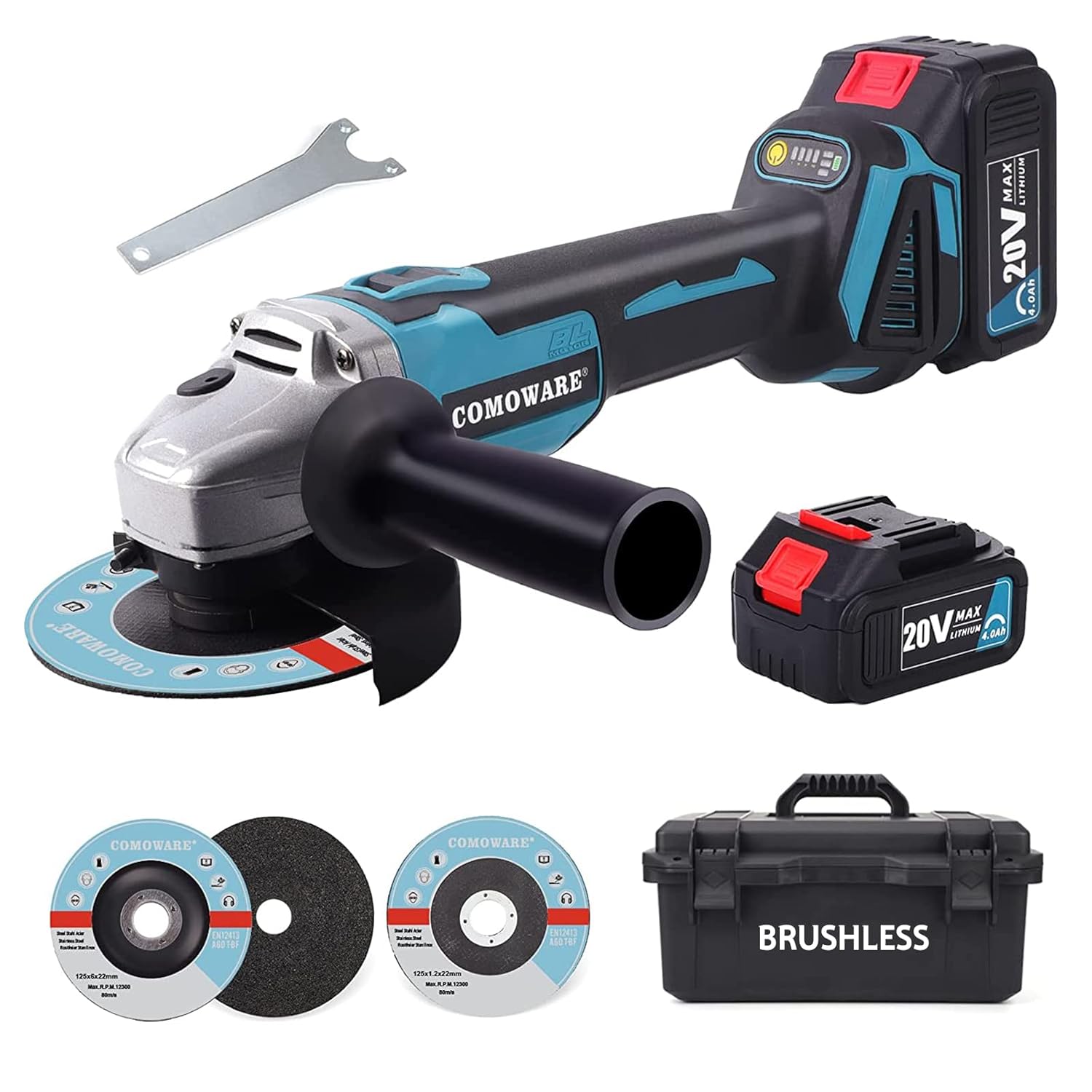COMOWARE 20V Cordless Angle Grinder Kit, 4-1/2 Inch, Lightweight ...
