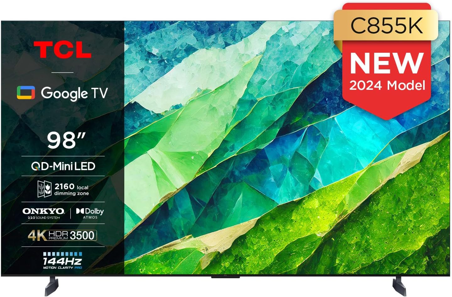 TCL 98C855K 98-inch QLED Mini LED TV, QLED PRO, 4K HDR Premium 3500nits, Smart TV Powered by ...
