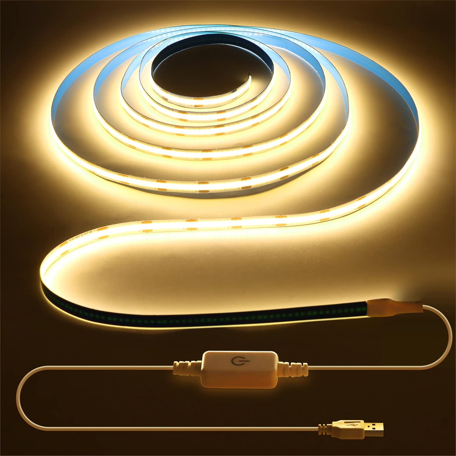 CHNMALITAI 1M Warmweiß COB LED Streifen, 5V USB Dimmable COB LED Strip with Berühren Dimmer For ...