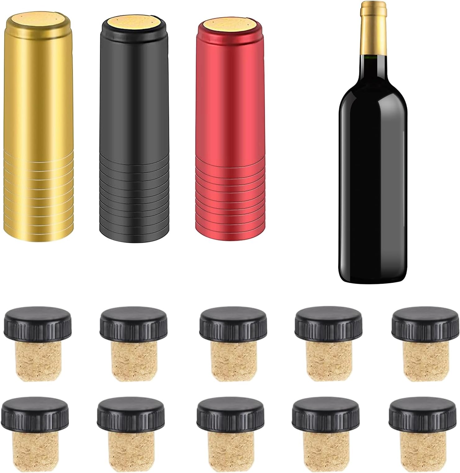 Amazon.com: 150 Packs Wine Bottle Cork Tops Stoppers and PVC Heat ...