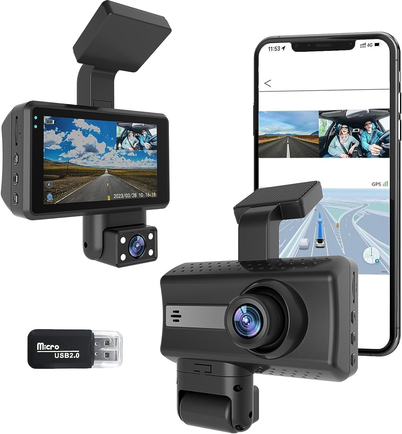 Dual Dash Cam FHD 1080P Front Inside Cabin Car Camera Driving Recorder ...