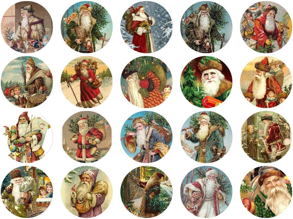Amazon.com: Assorted Vintage Santa Circles Christmas 1 1/2" Circles ...