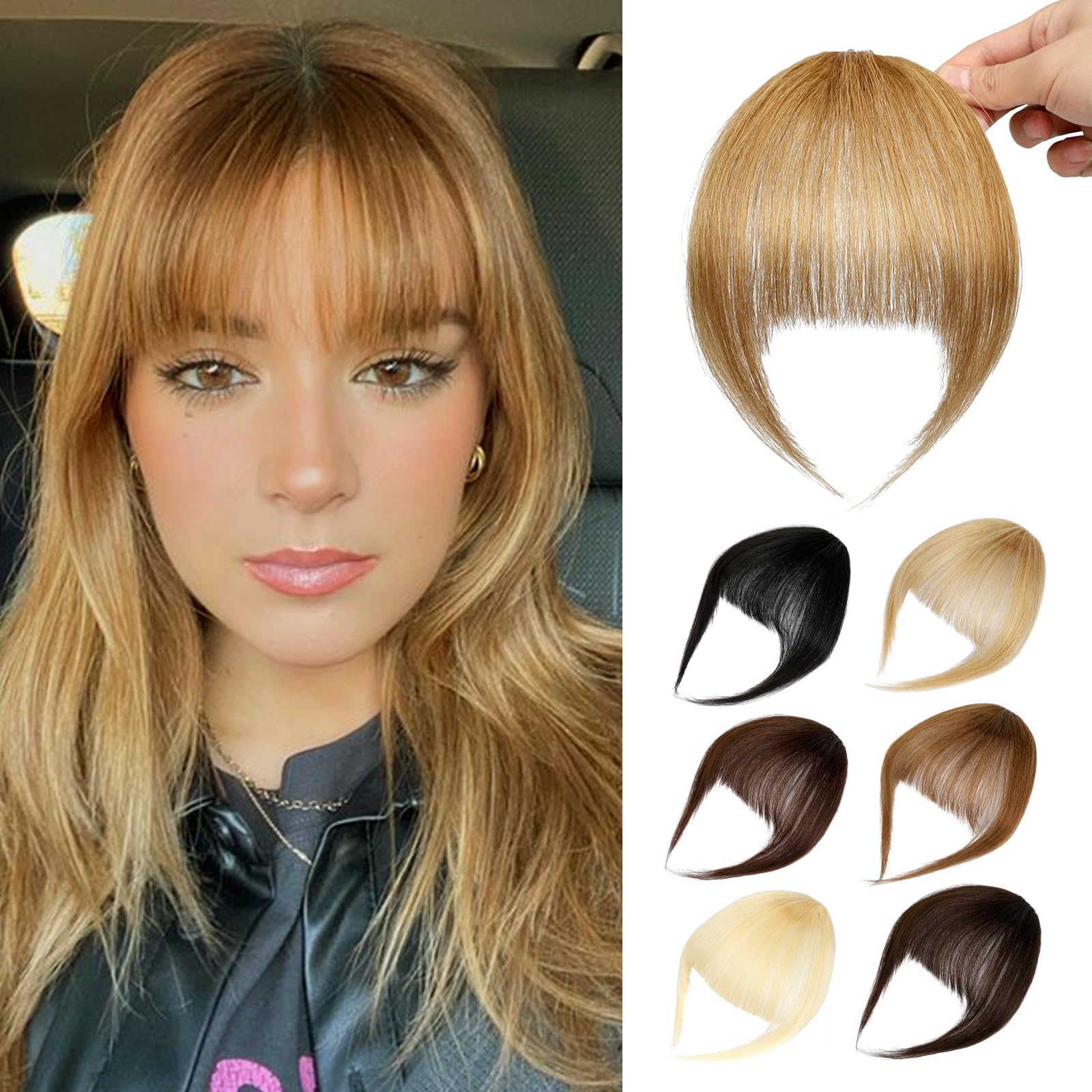 Amazon.com : Clip in Bangs-100% Human Hair Fake Bangs Hair Clip Blonde ...