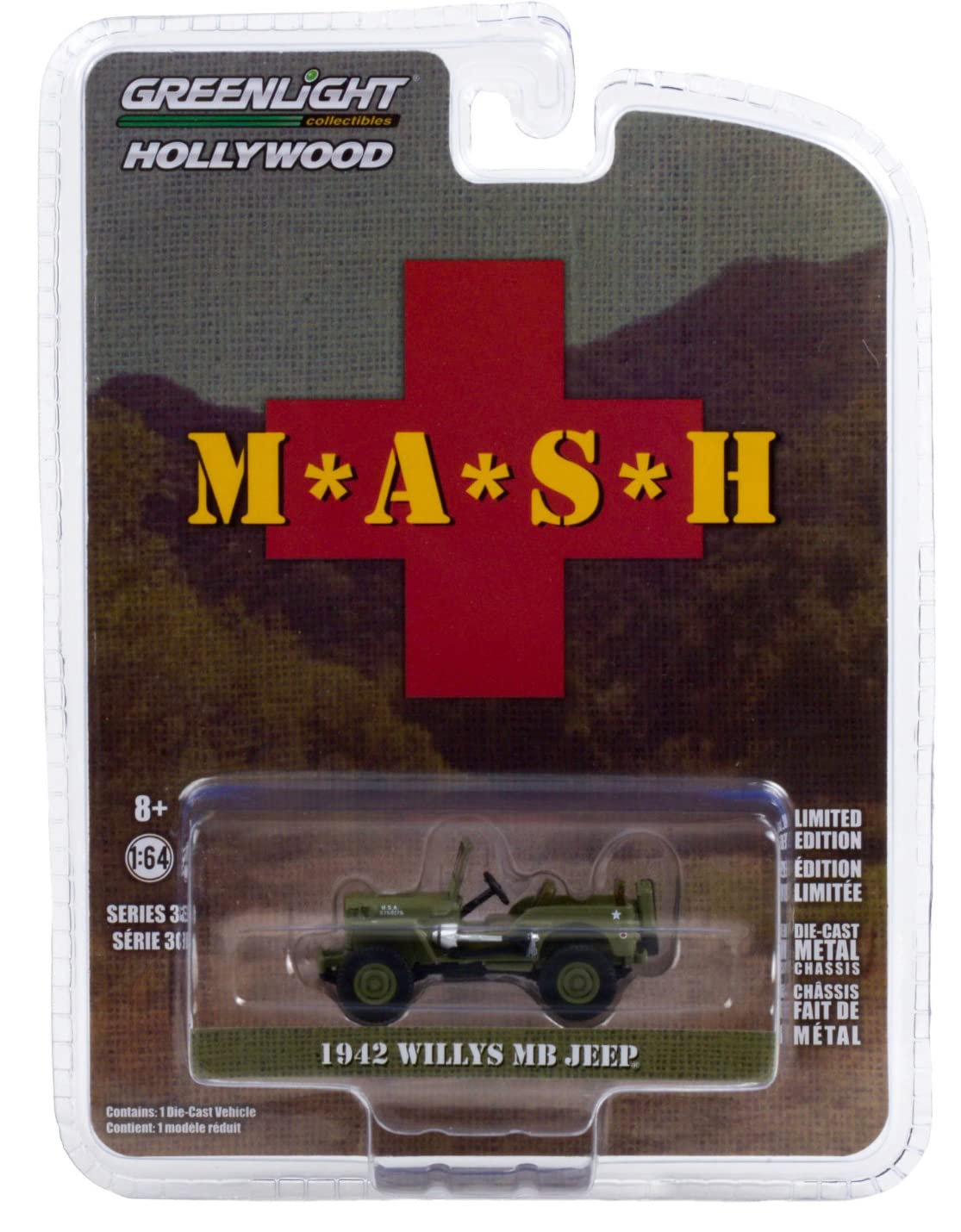 GREENLIGHT 1942 WILLYS MB JEEP MASH TV SERIES 1/64 DIECAST MODEL 44900 ...