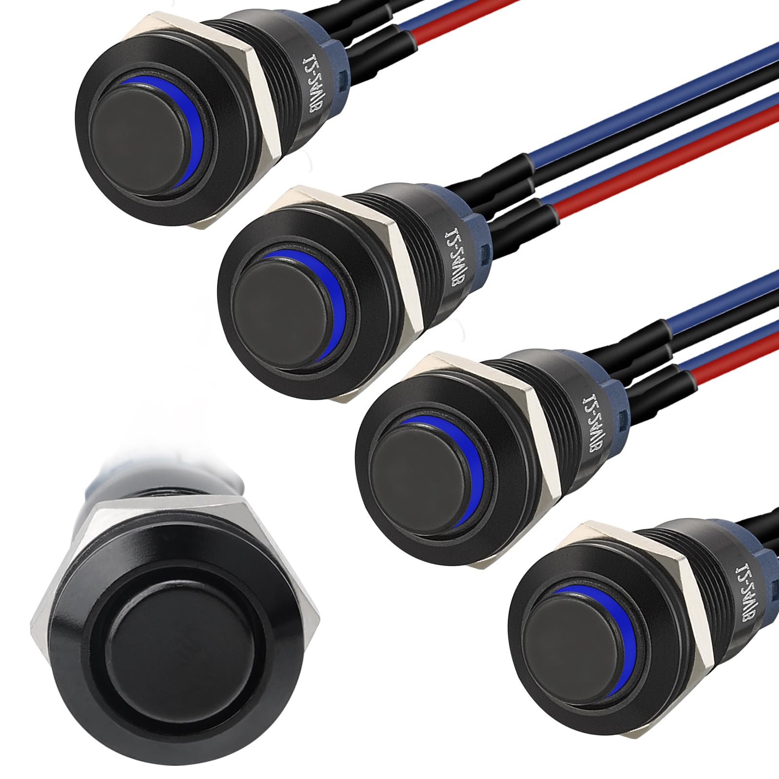 Snapklik.com : STARELO 5pcs 12mm Momentary Led Push Button Switch Black Shell