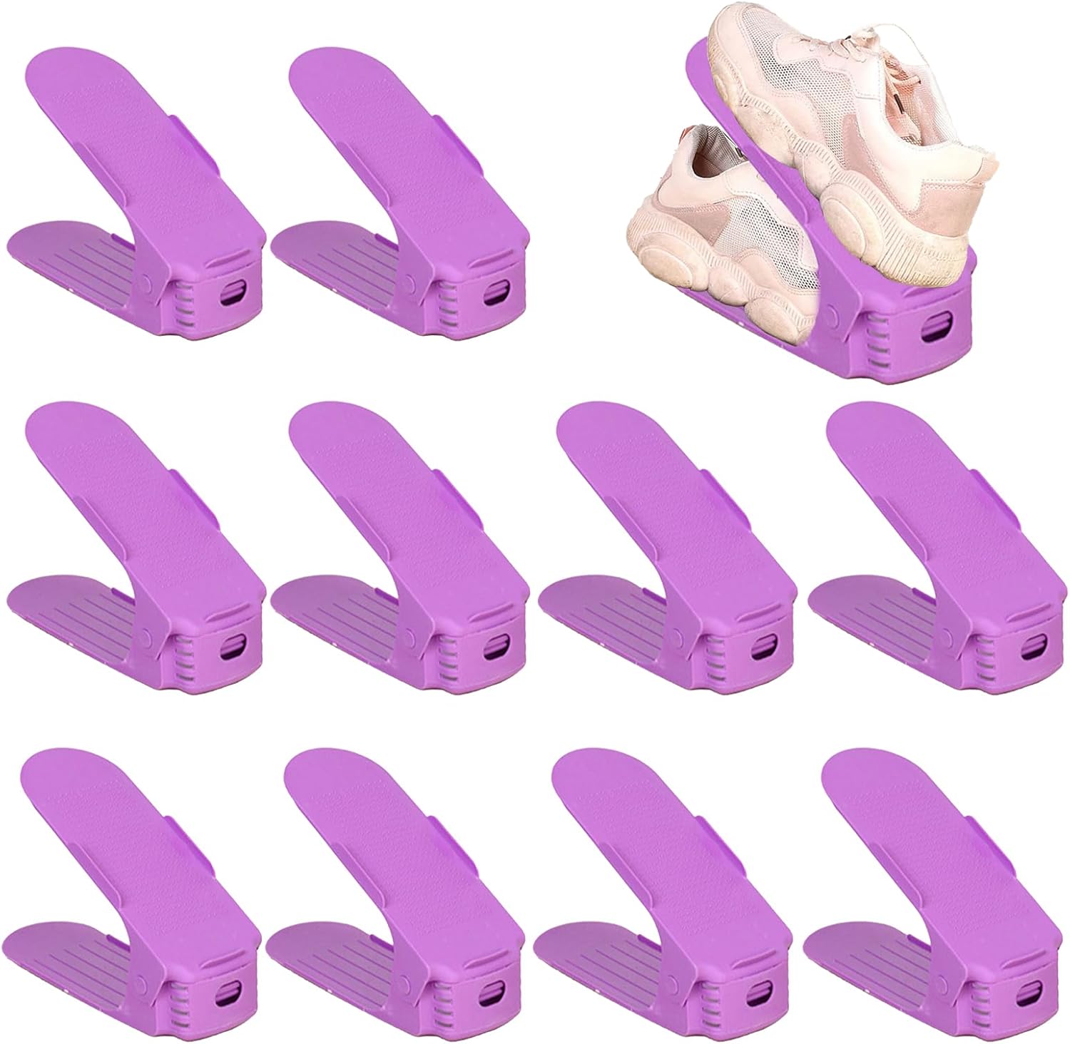 LUXTE Adjustable Shoe Stacker Shoe Holder - 10Pcs Shoe Slots Organizer ...