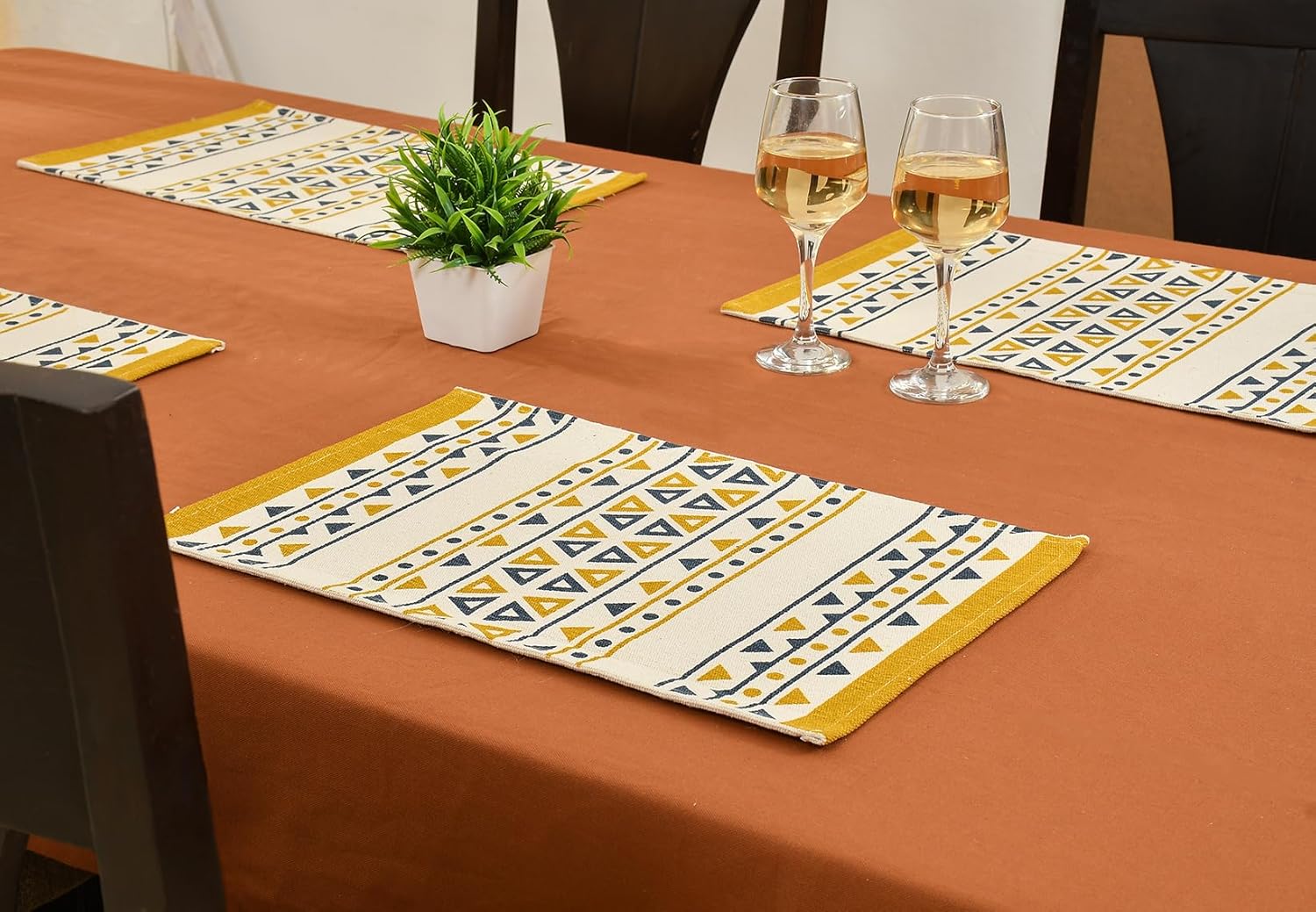 Buy Yellow Weaves Cotton Canvas Dining Table Placemats | Heat Resistant ...