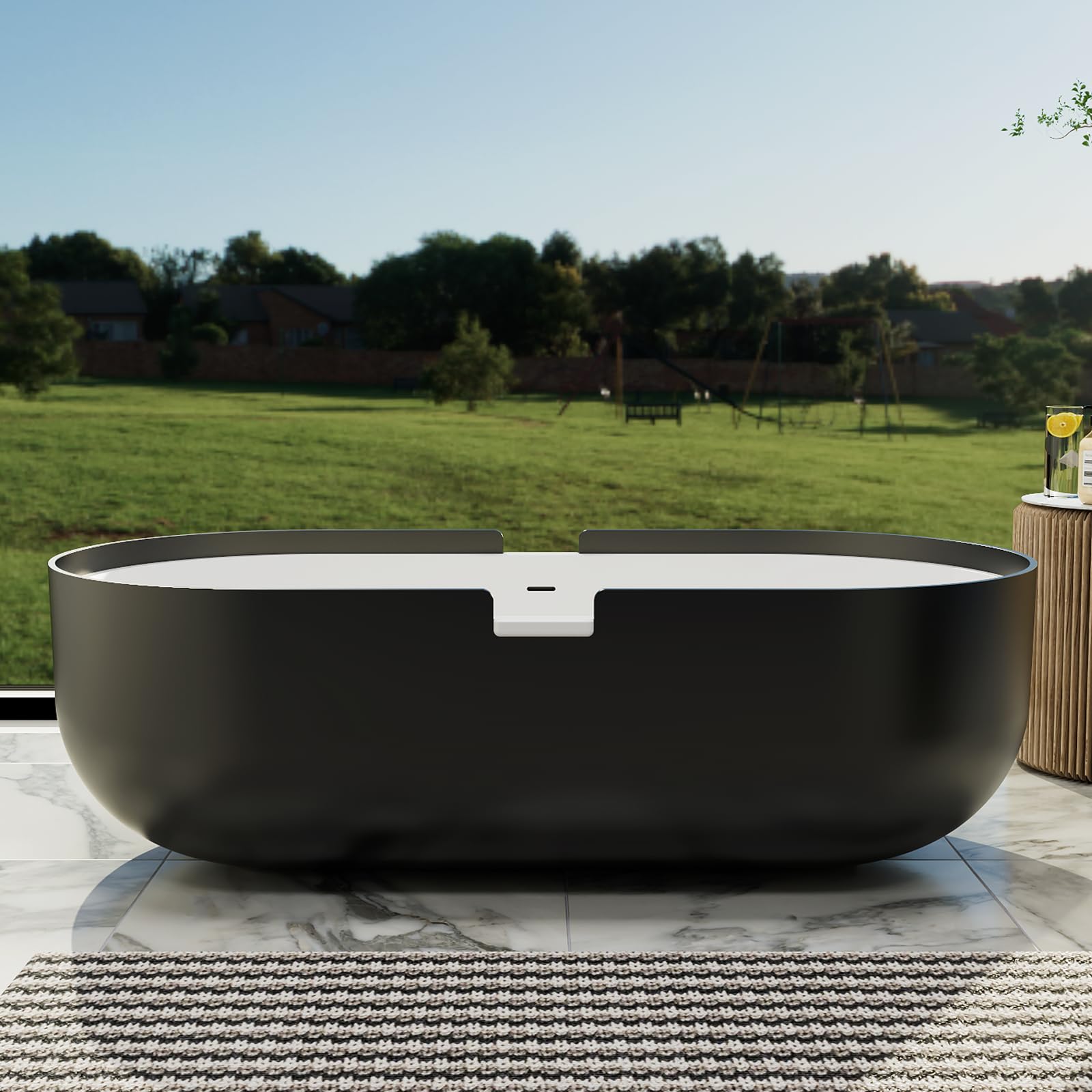 GIVINGTREE Freestanding Solid Surface Resin Stone Bathtub, Contemporary ...