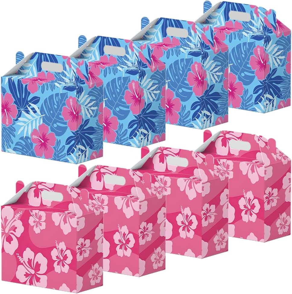 Amazon.com: 18 Pcs Cute Cartoon Pink Blue Hawaii Party Favor Boxes ...