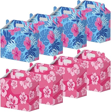 Amazon.com: 18 Pcs Cute Cartoon Pink Blue Hawaii Party Favor Boxes ...