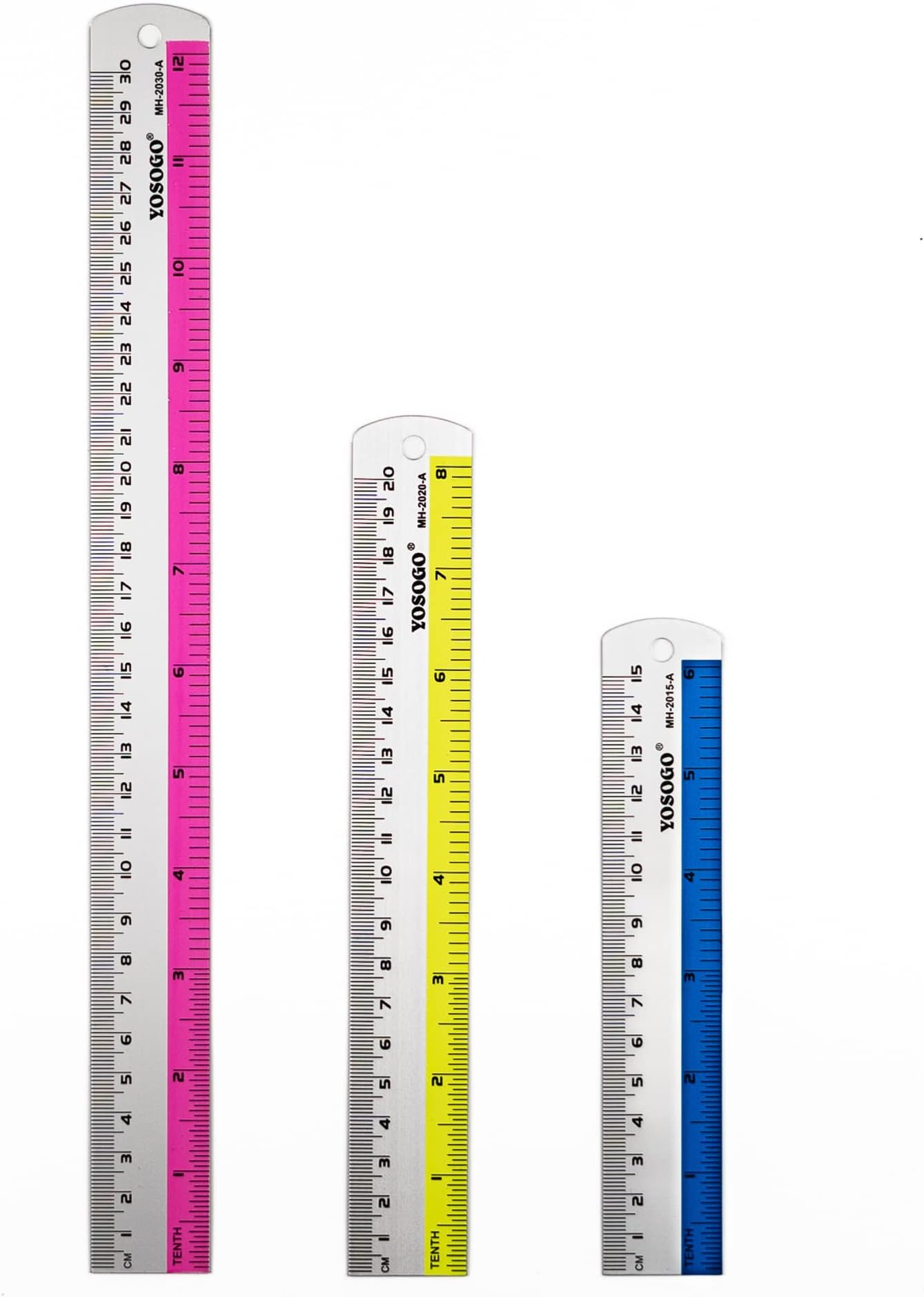 Amazon.com: Set of 3 Aluminum Rulers of 6”, 8”, 12” in Inch and cm ...