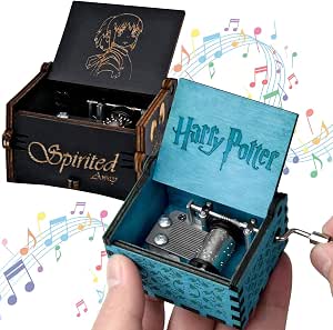 Cisolen 2 pcs Wooden Music Box Harry Potter Mini Music Box Hand Cranked ...