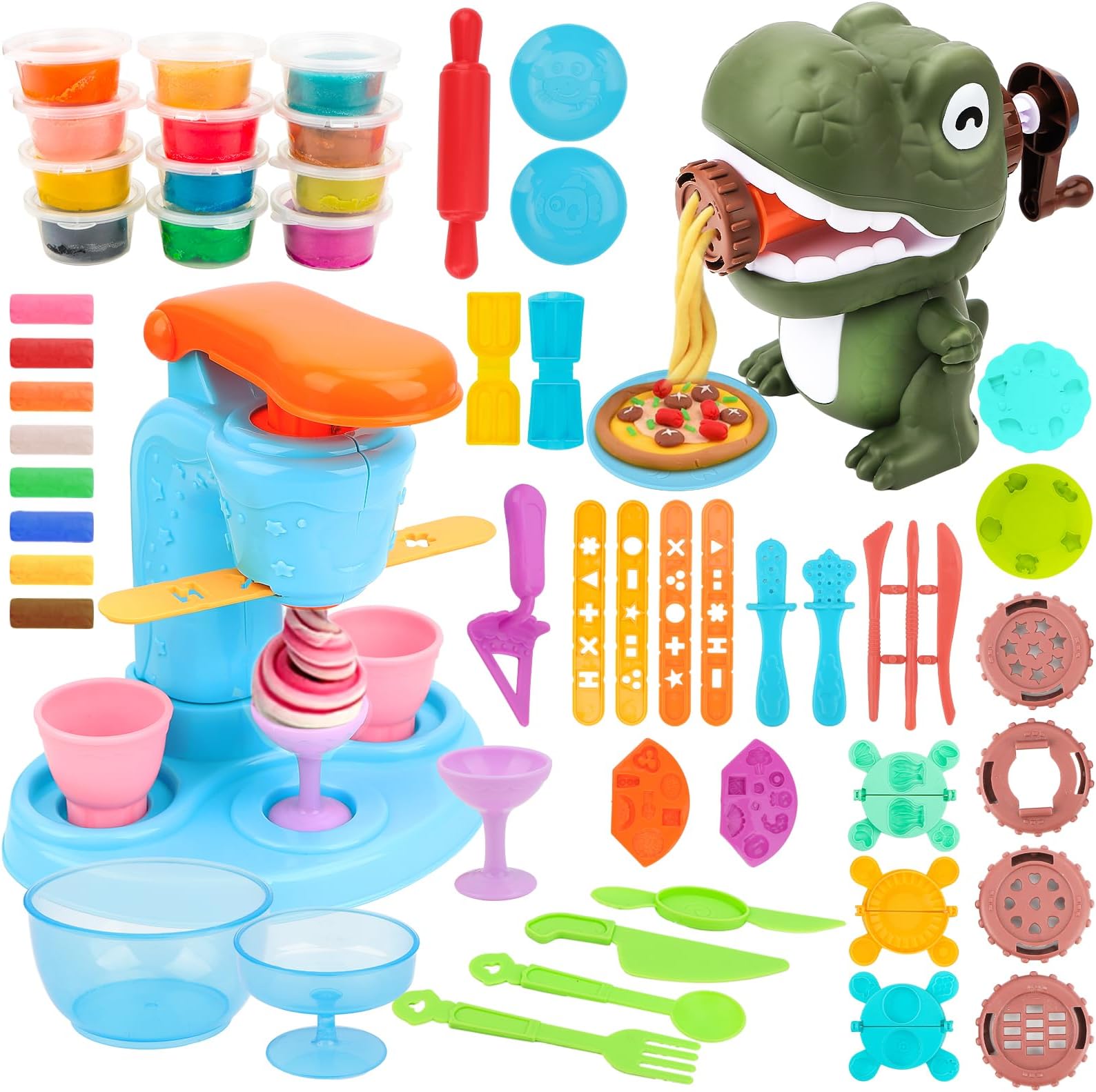 Amazon.com: PLAY 2 in 1 Color Dough Kitchen Creations Set, Ice Cream ...