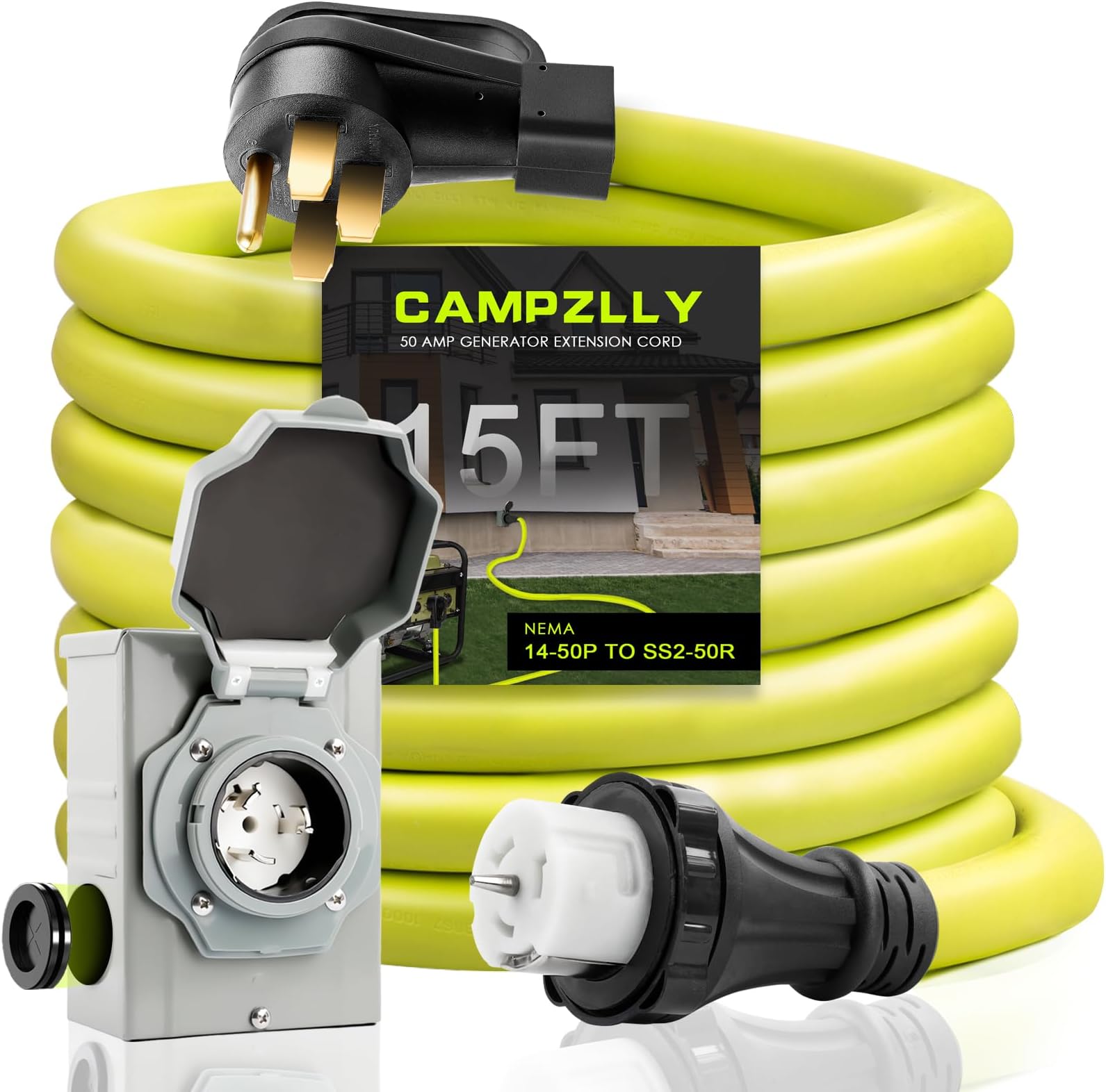 Amazon.com: VEVOR Generator Cord, 15 FT Generator Power Cord w/Plug in ...