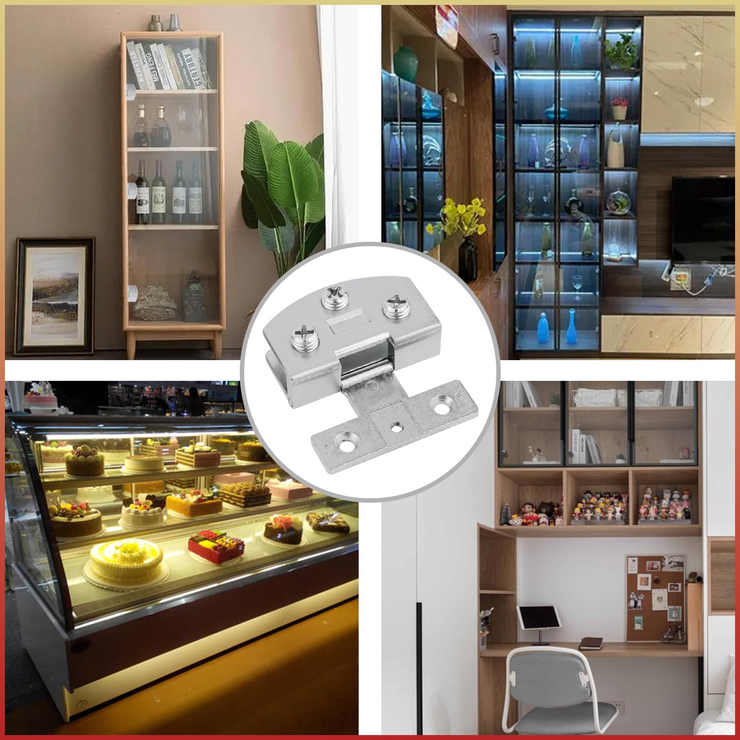 Snapklik.com : Cabinet Glass Door Hinge,2 Pcs 90 Degrees Frameless ...