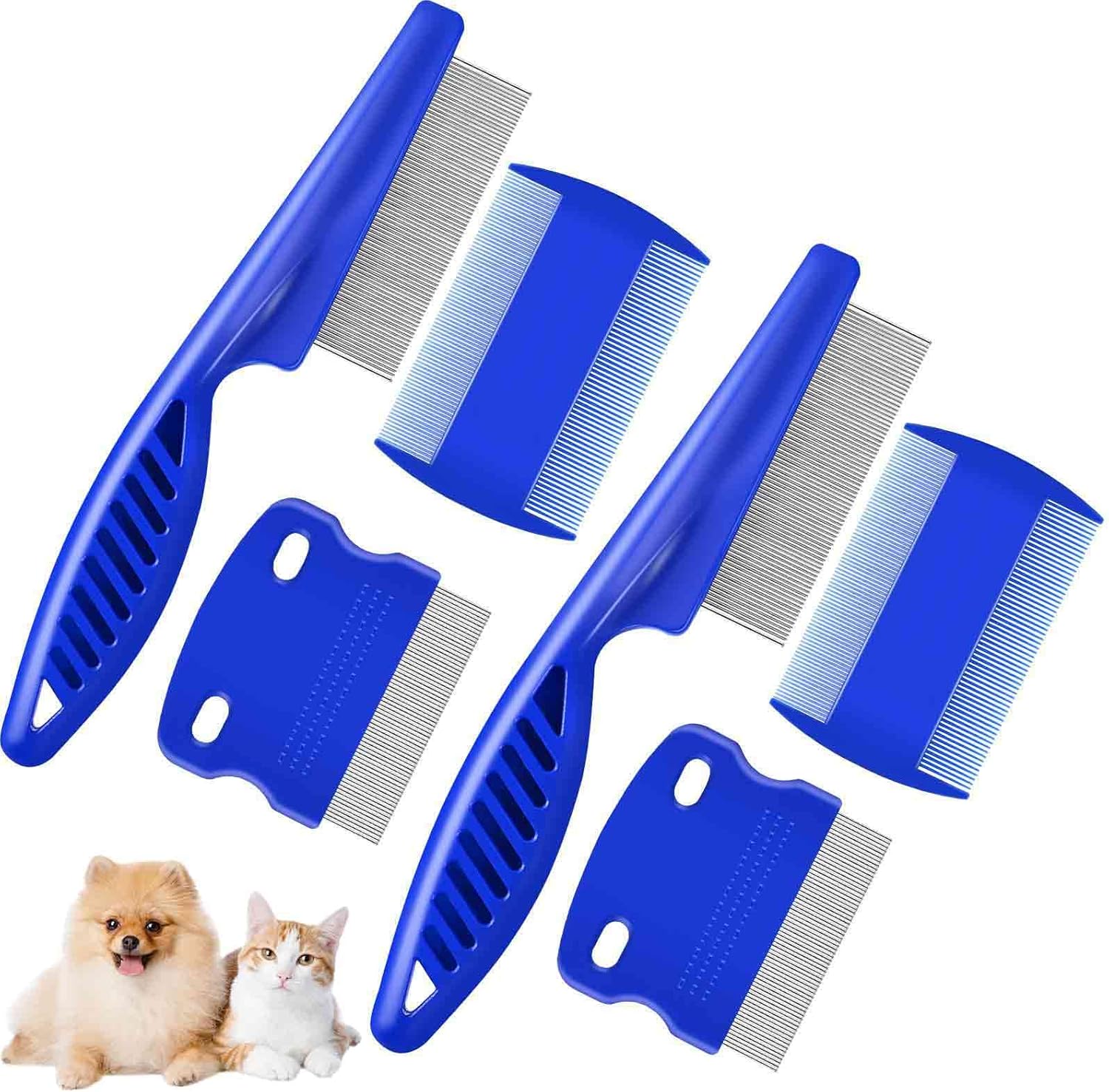 Brillirare 6 Pack Flea Lice Comb, Stainless Steel Dog Cat Grooming ...